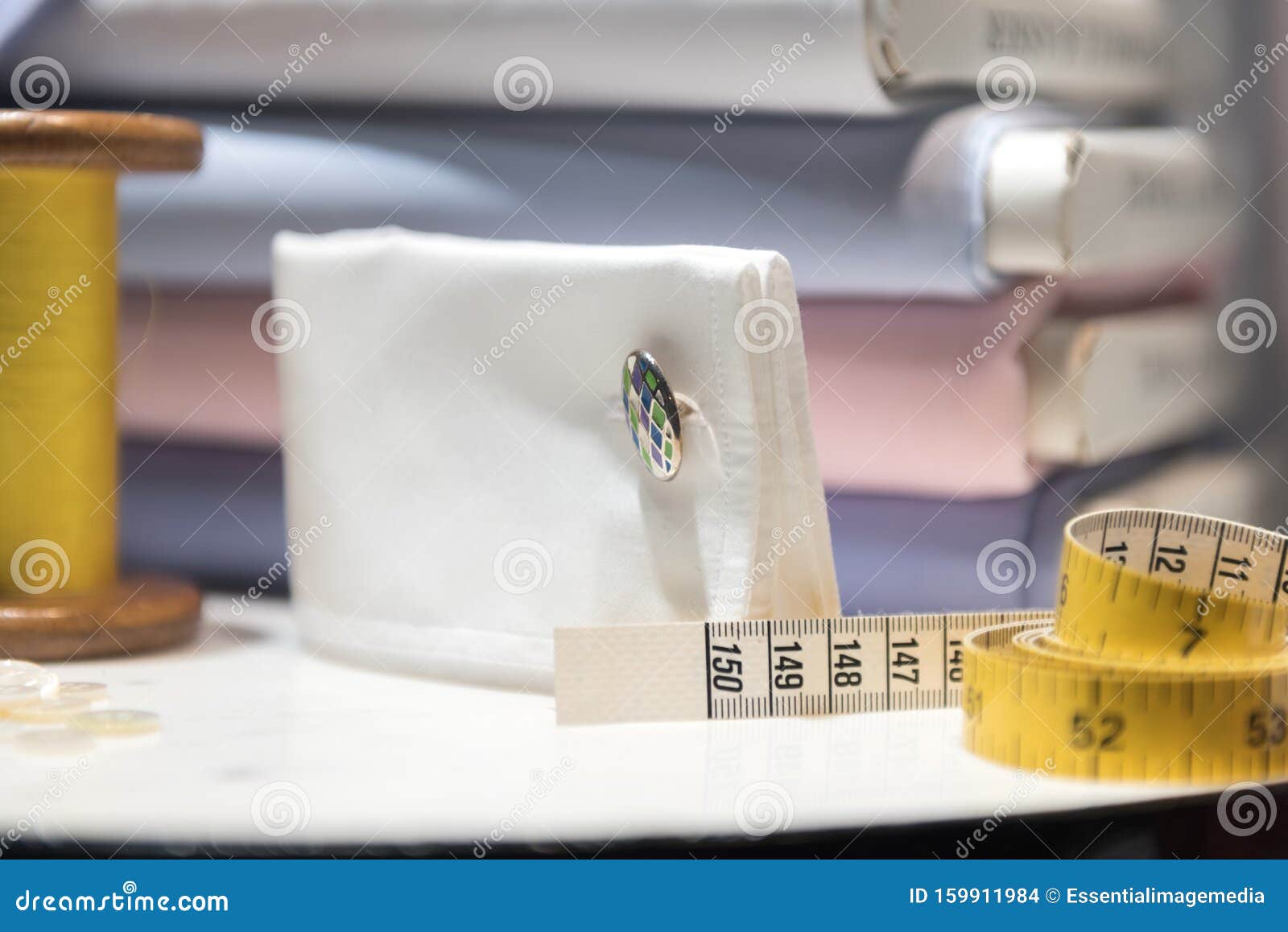 Tailor`s Table with Thread stock photo. Image of cotton - 159911984