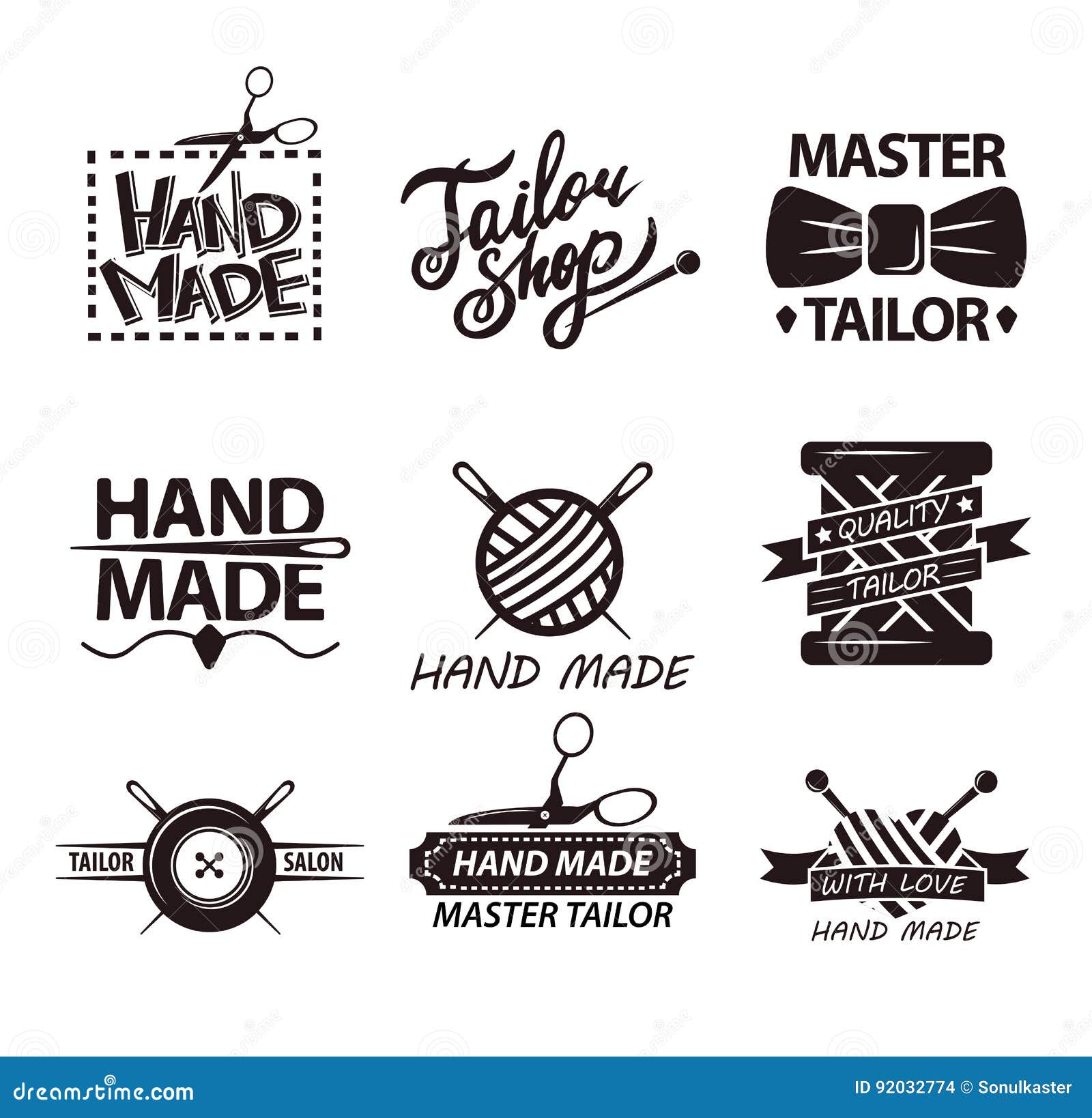 Sewing And Stitching Logo Set, Needle And Yarn Logo, Simple Sewing ...