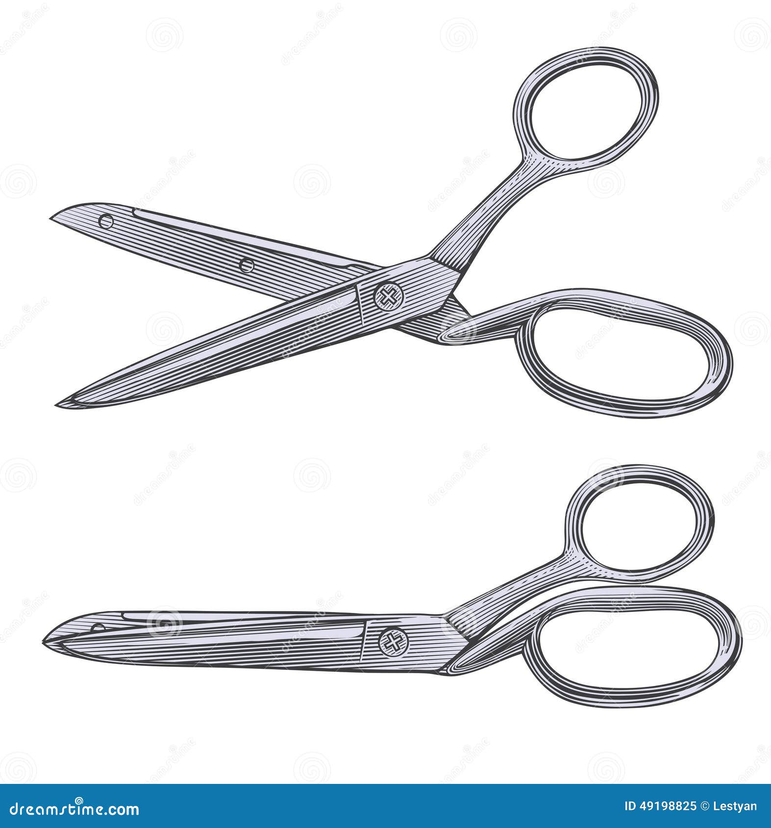 Tailor Scissors in Engraving Style Stock Vector - Illustration of ...