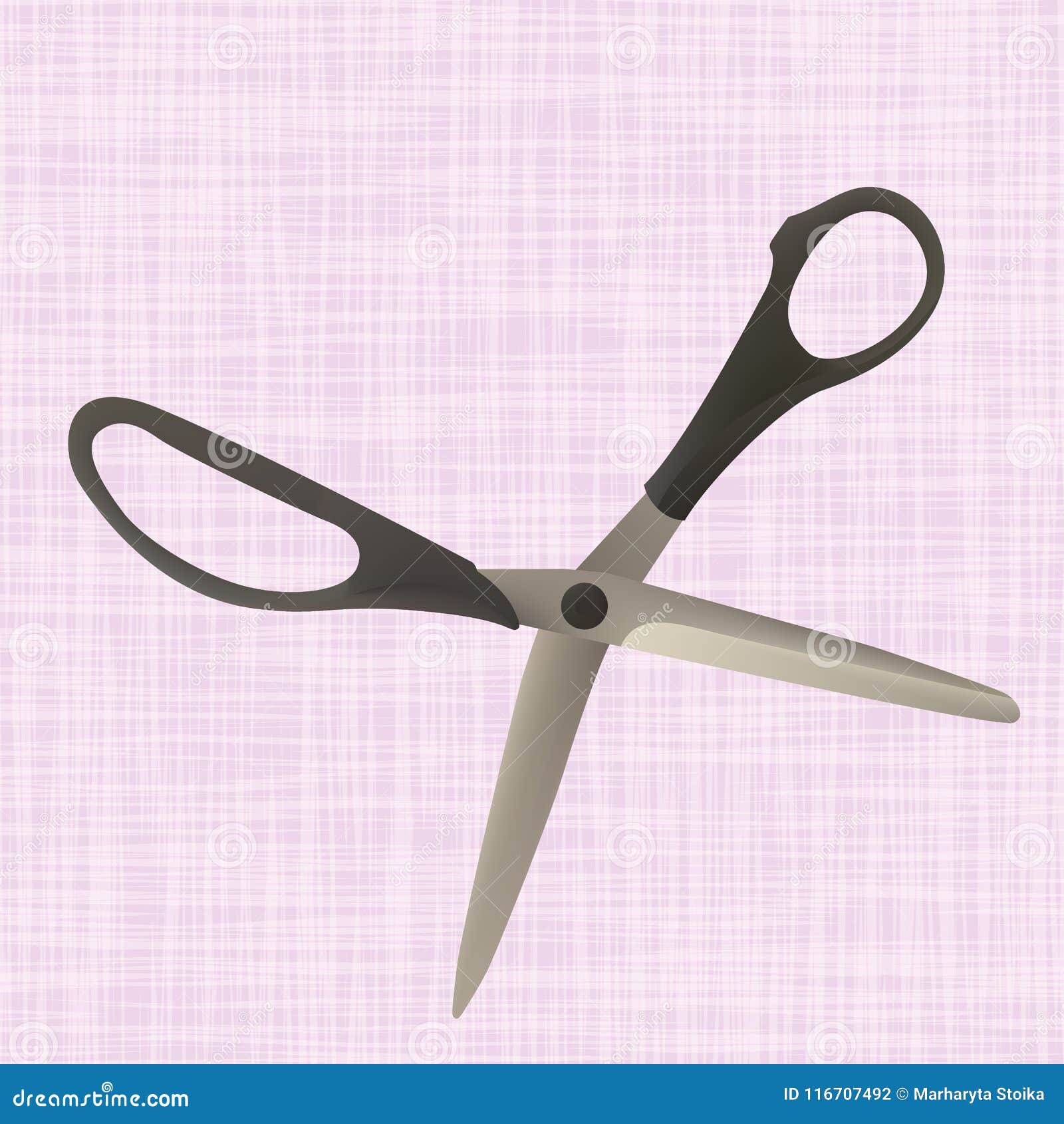 Tailor Scissors Lying on the Textiles. Stock Vector - Illustration of ...