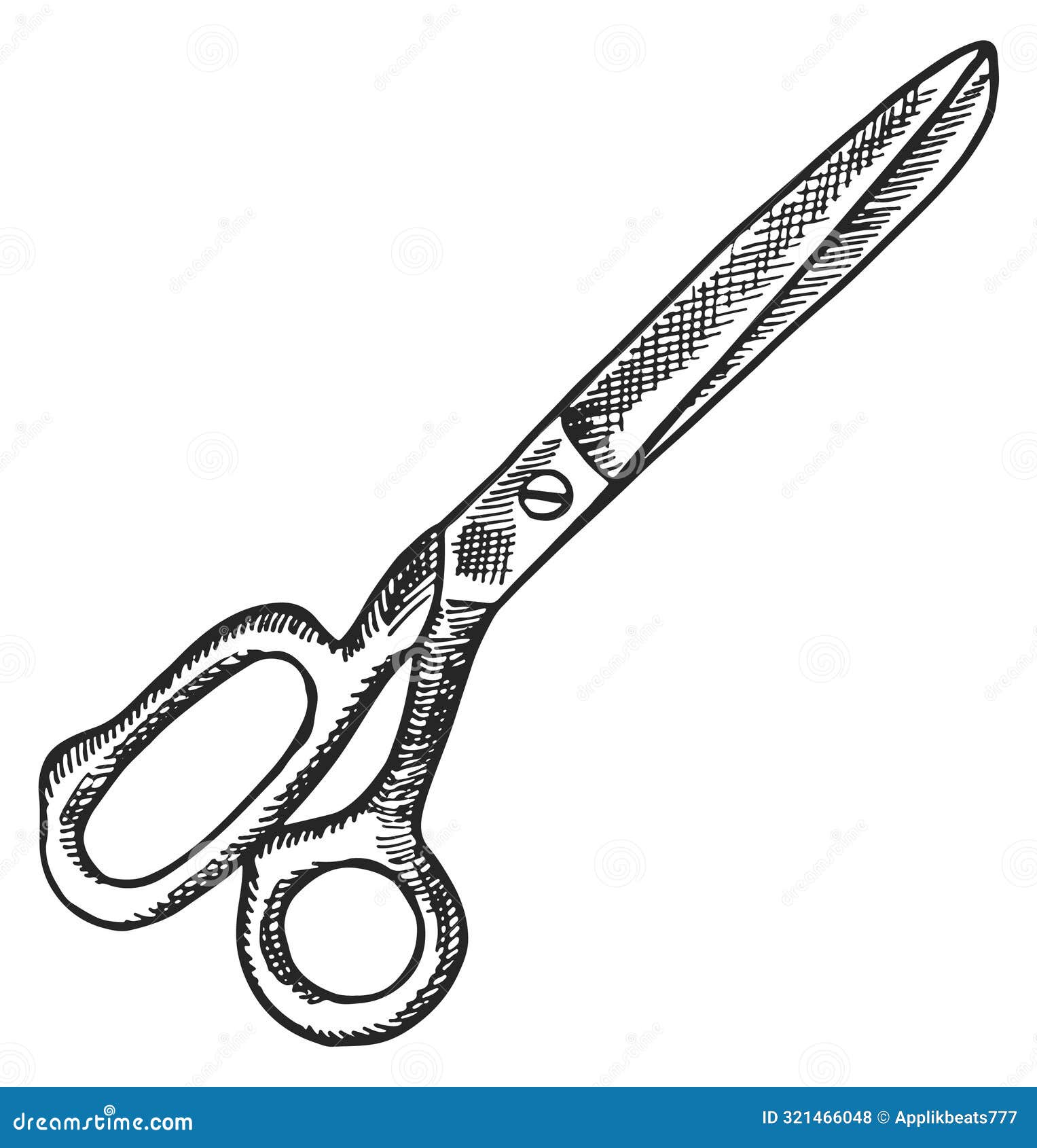 Tailor Scissors Sketch. Sewing Blade Engraving Logo Stock Vector ...