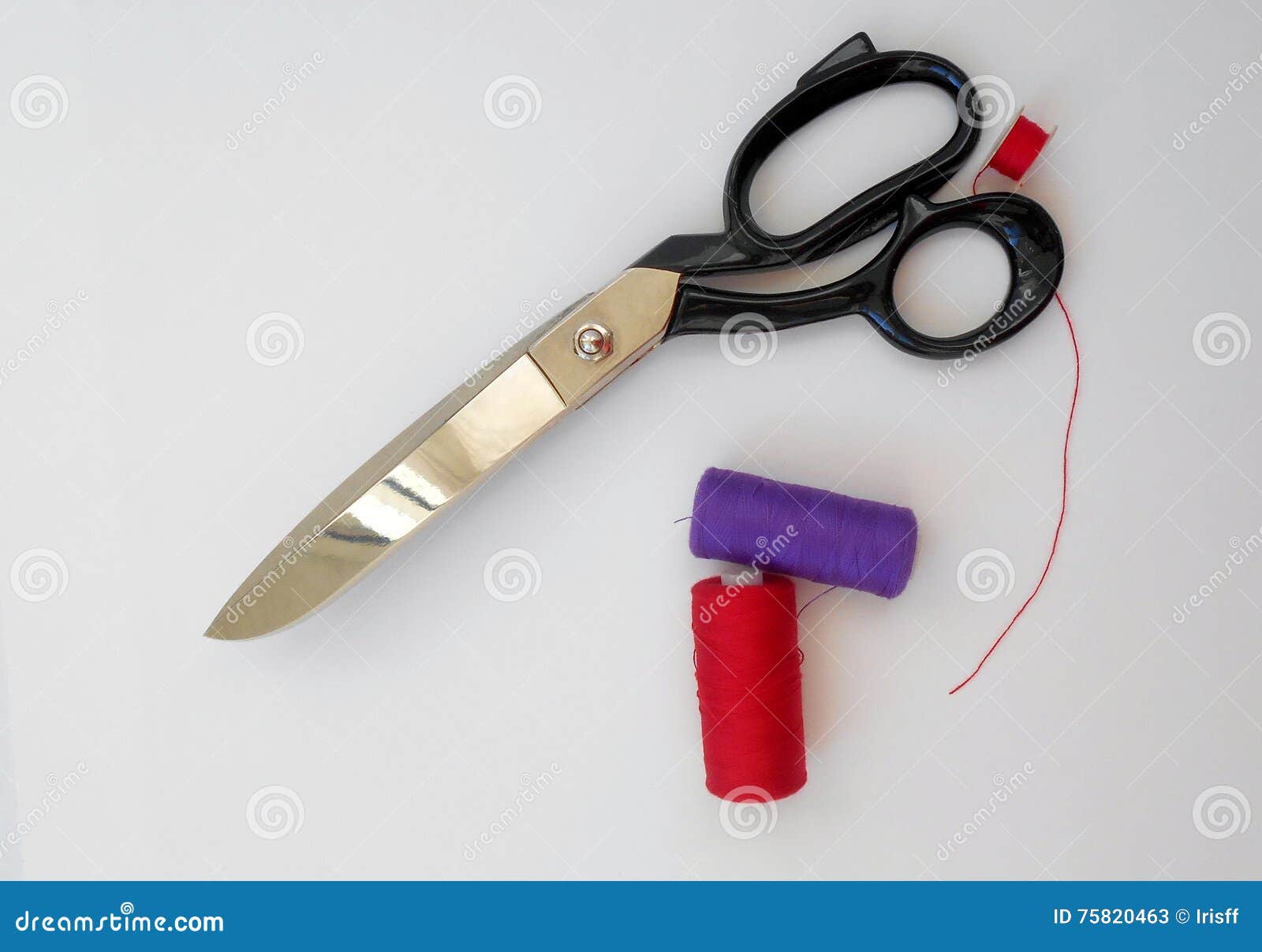 Tailor scissors and thread stock image. Image of sewing - 75820463