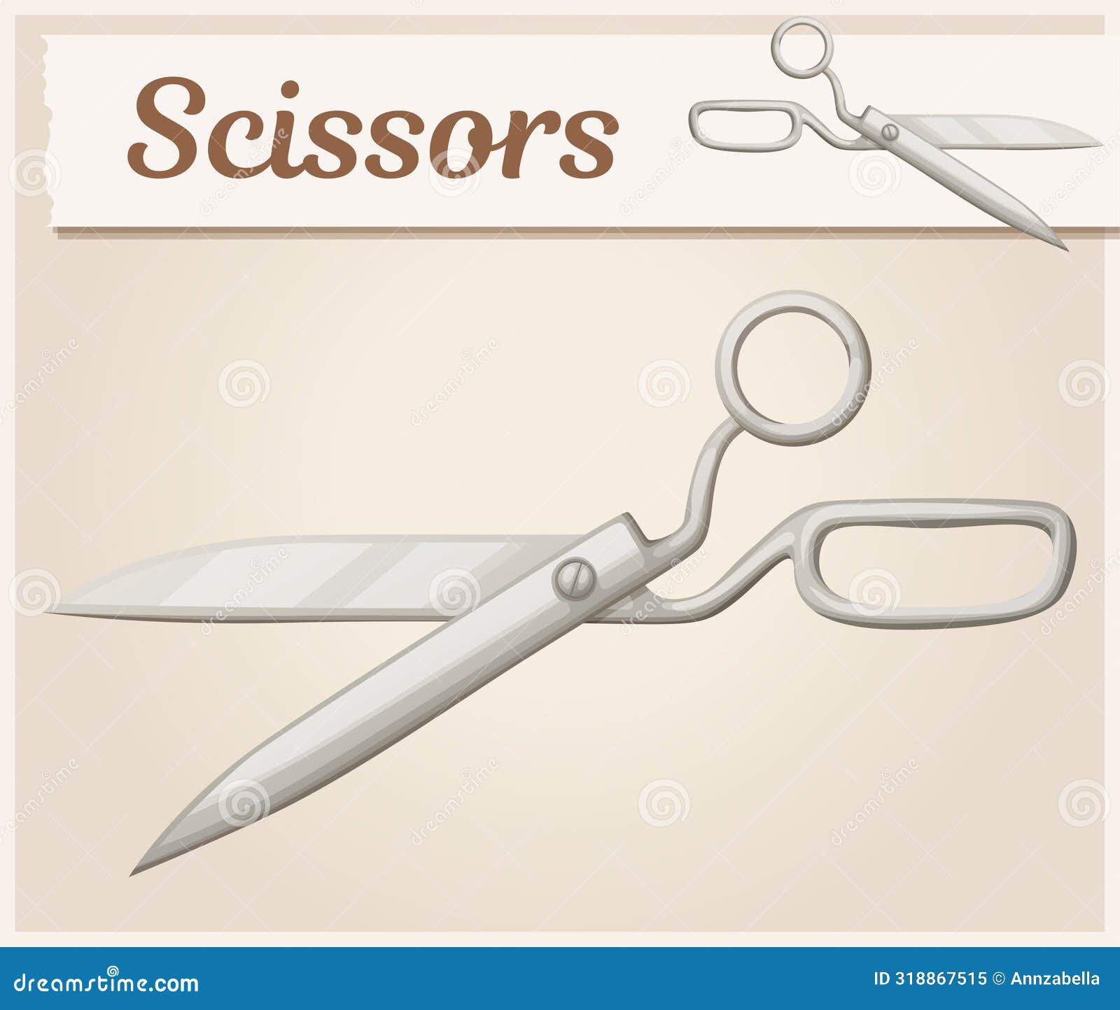 Tailor Scissors Vector Icon, Sewing Tool Cartoon Illustration Stock ...
