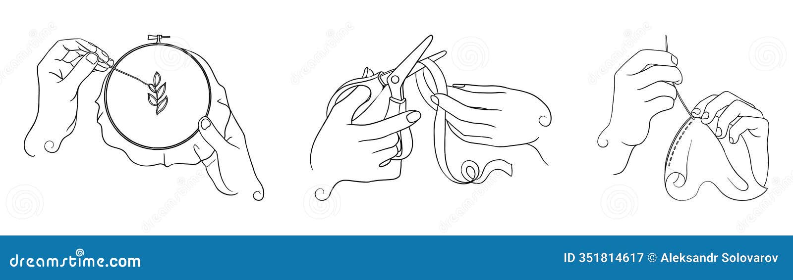 Hands Embroidering Logo Cartoon Vector | CartoonDealer.com #345607733