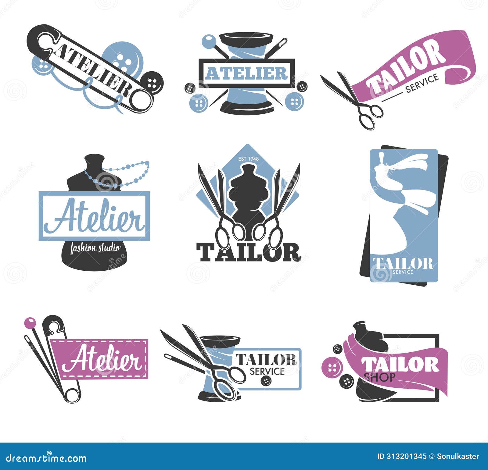 Tailor Service Logo Collection Vector Stock Vector - Illustration of ...
