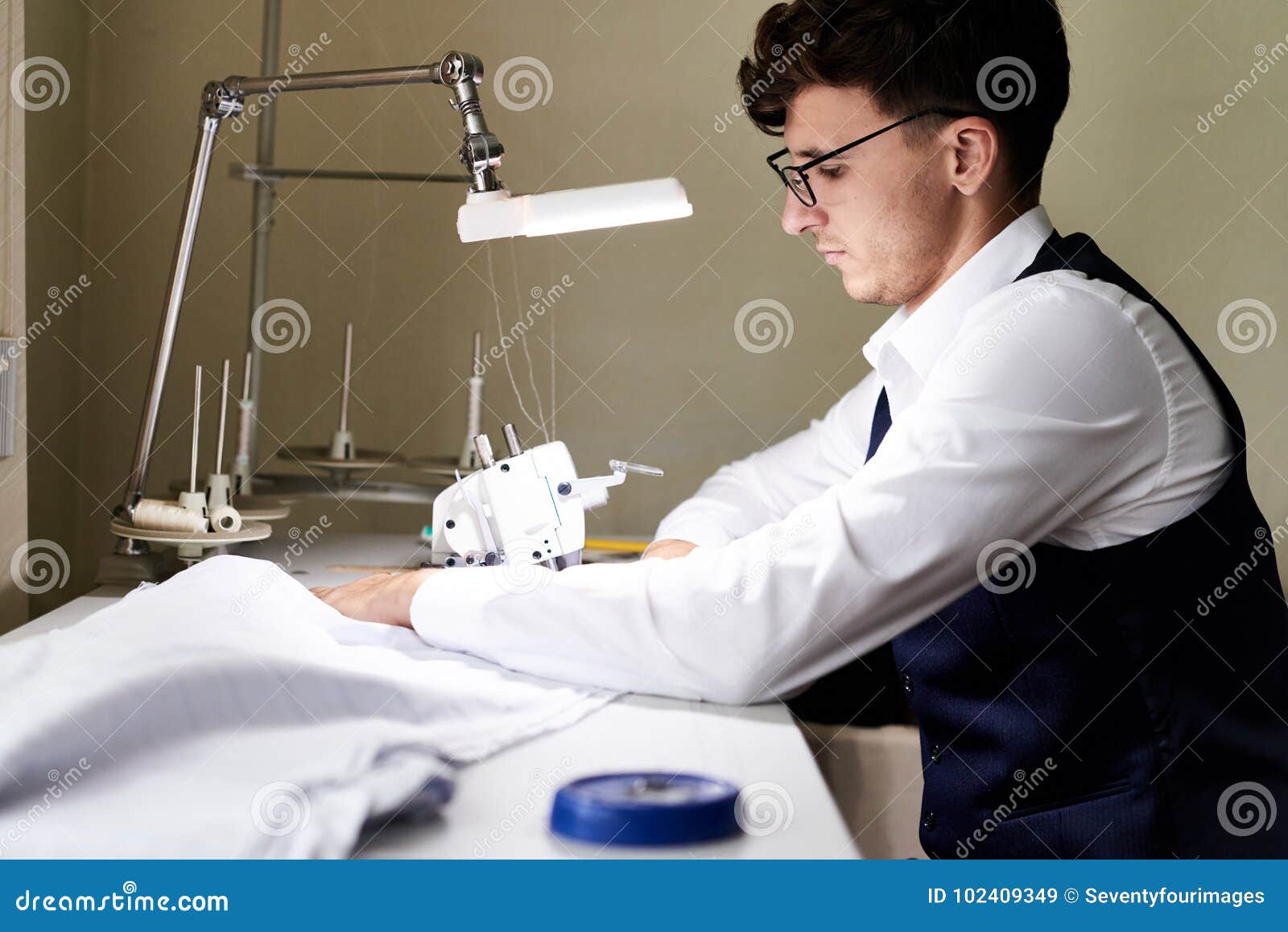 Tailor Sewing Clothes at Machine Stock Image - Image of traditional ...