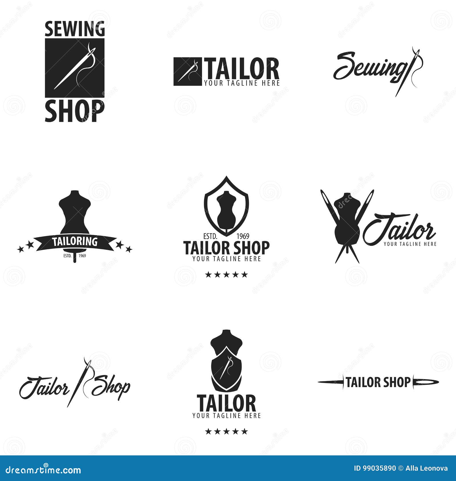 Tailor, Sewing, Handmade Logo or Emblem. Vector Illustration. Stock ...