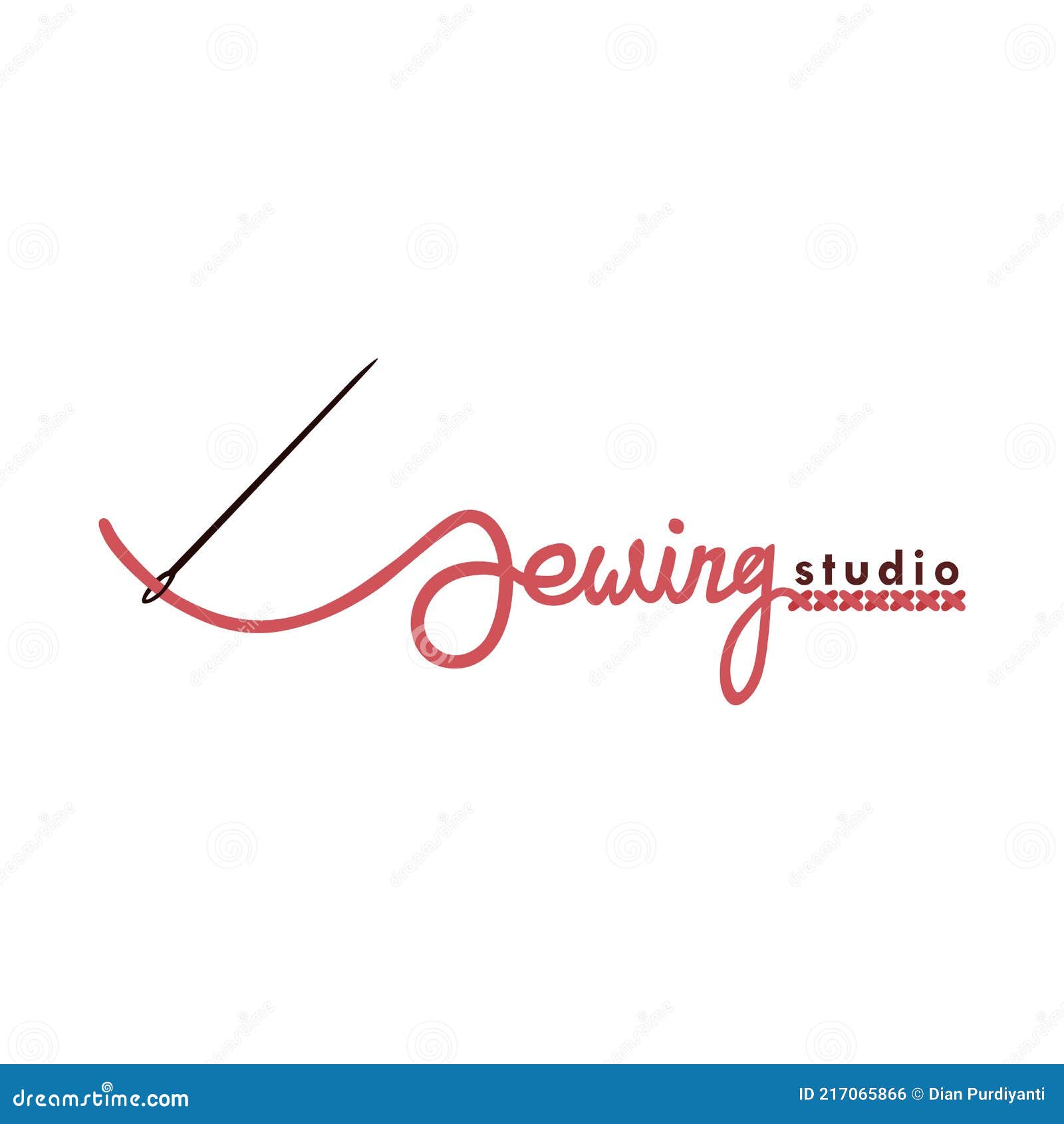 Sewing Logo. Hand Drawn Seamstress Ribbon Emblem Royalty-Free Stock ...