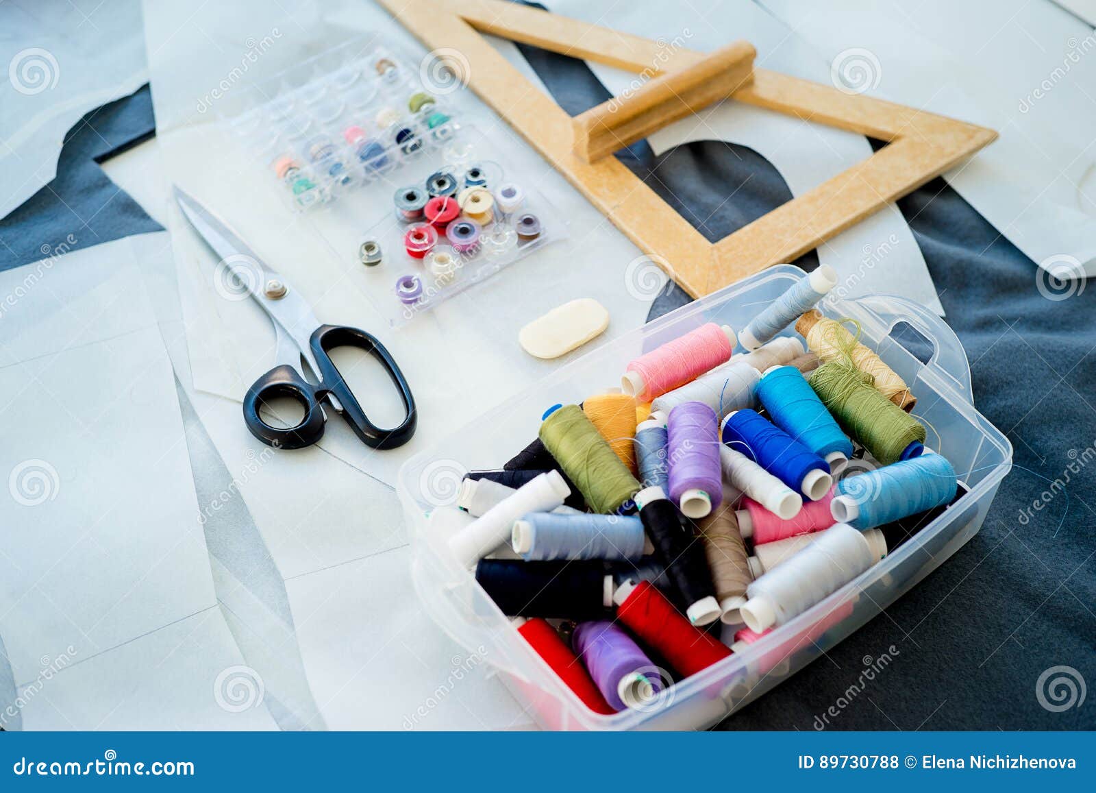 Tailor sewing tools stock photo. Image of button, woman - 89730788