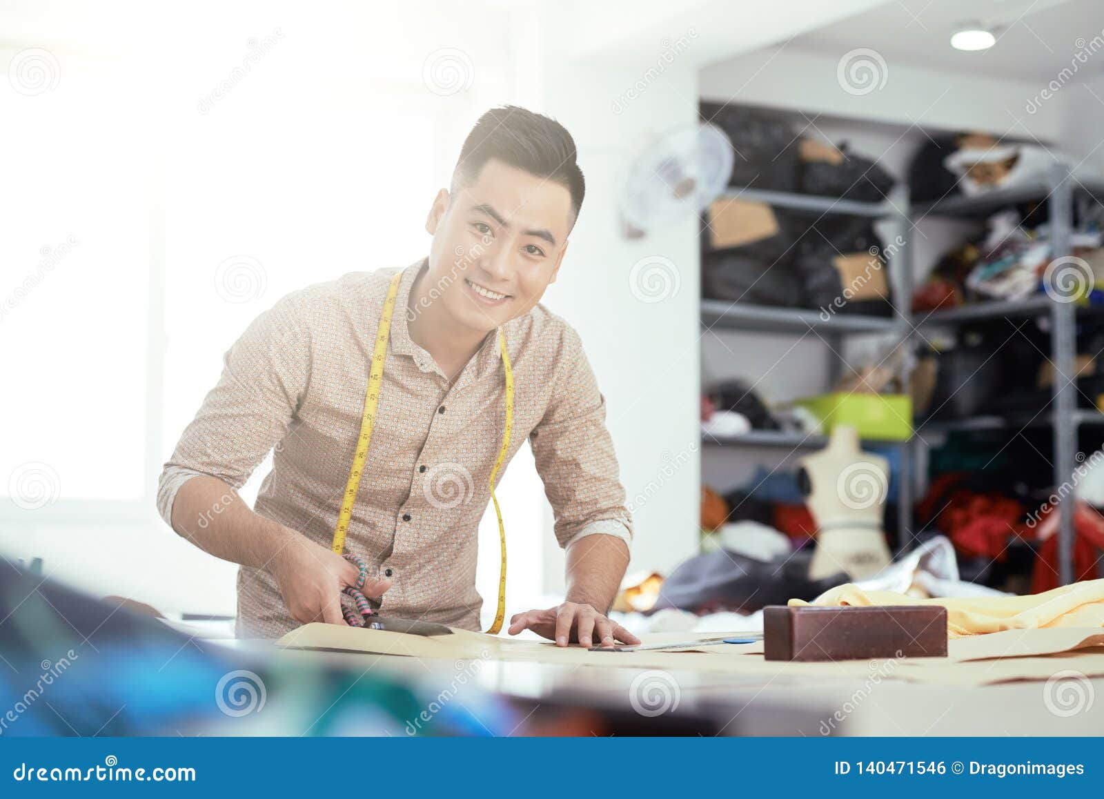 Tailor Sews Things To Order Stock Photo - Image of people, handmade ...