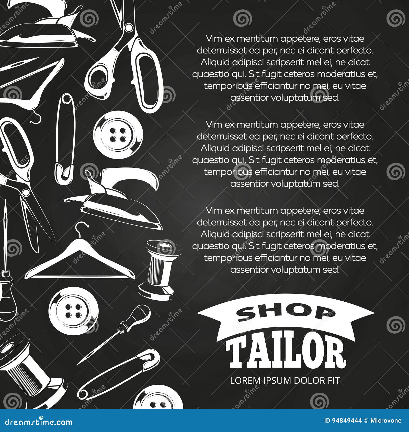 Tailor Shop Chalkboard Poster Stock Vector - Illustration of drawing ...