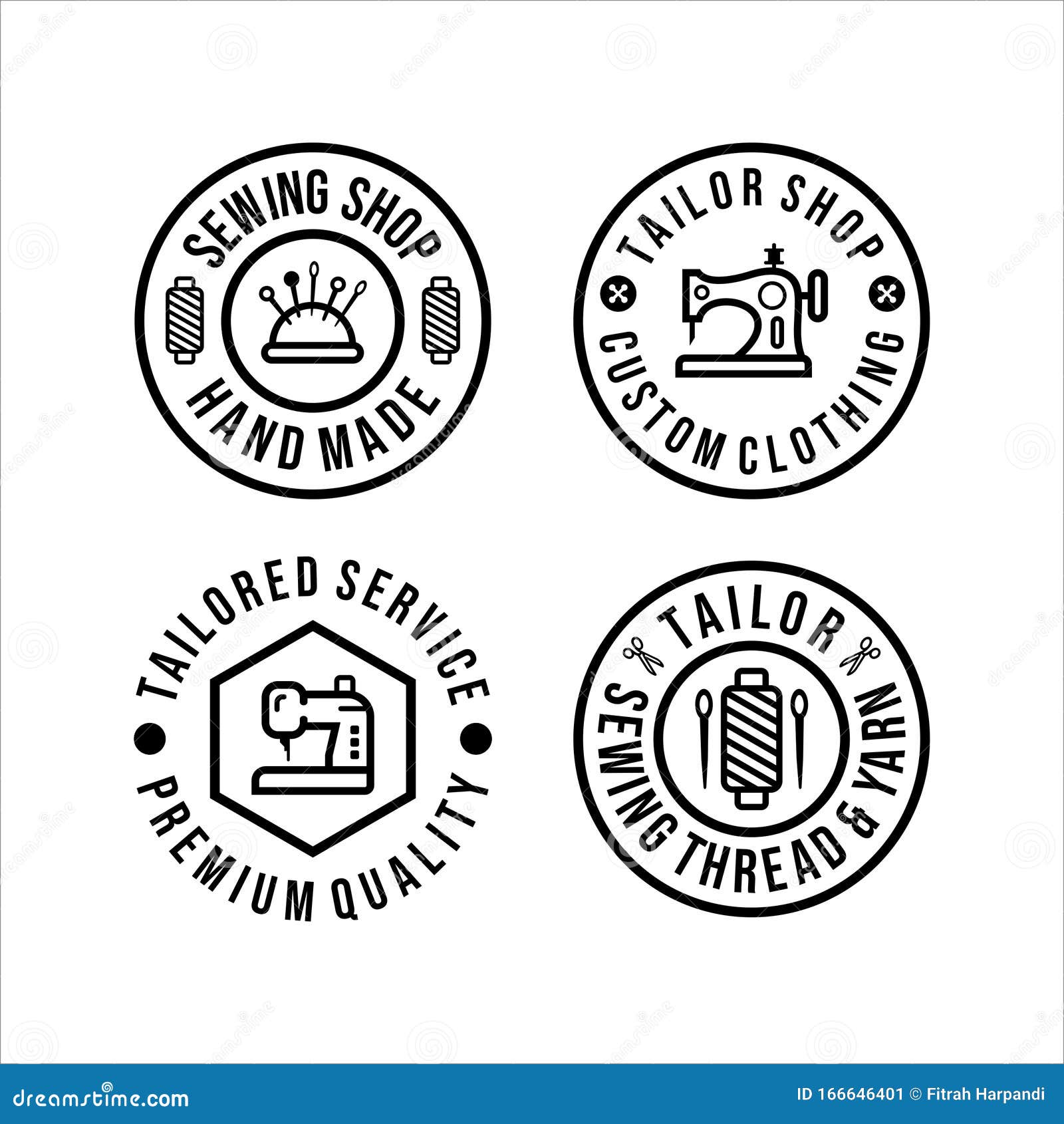 Tailor Shop Circle Logos Set Stock Vector - Illustration of equipment ...
