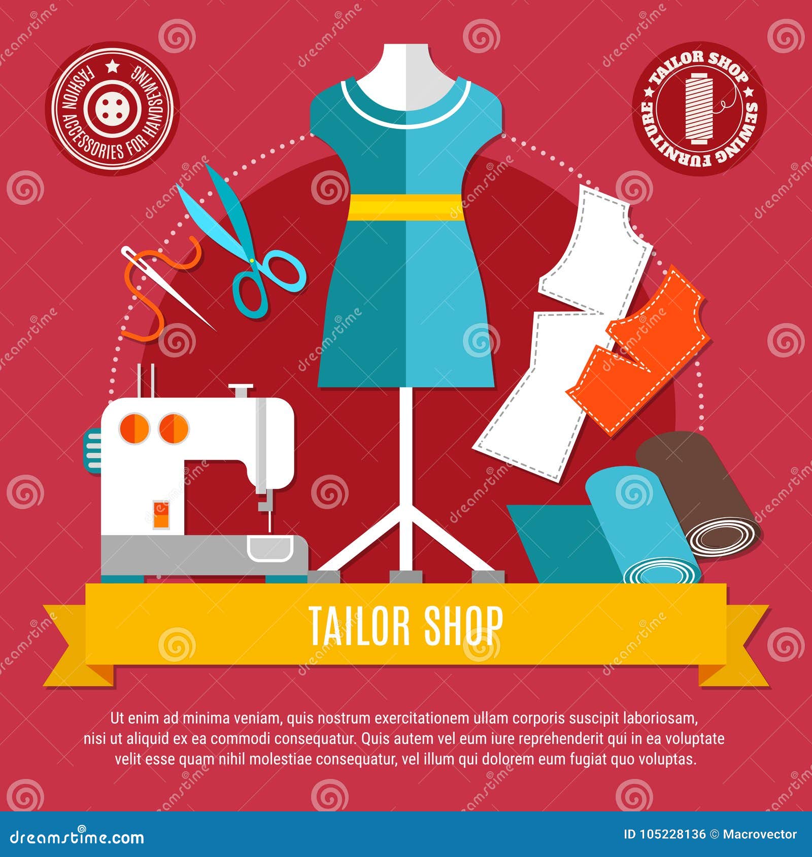 Tailor Shop Design Cartoon Vector | CartoonDealer.com #68437131
