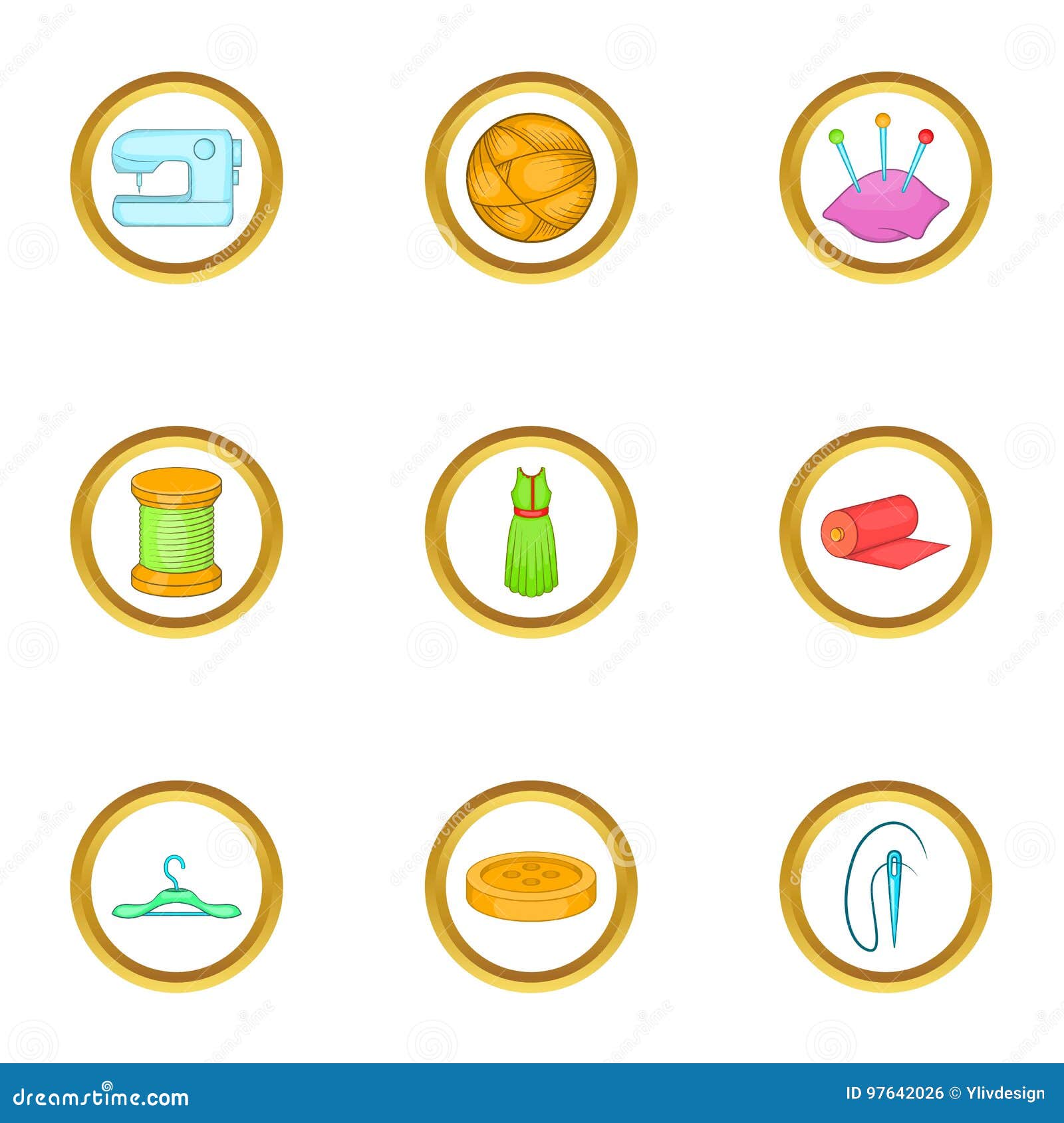 Tailor Shop Icons Set, Cartoon Style Stock Vector - Illustration of ...