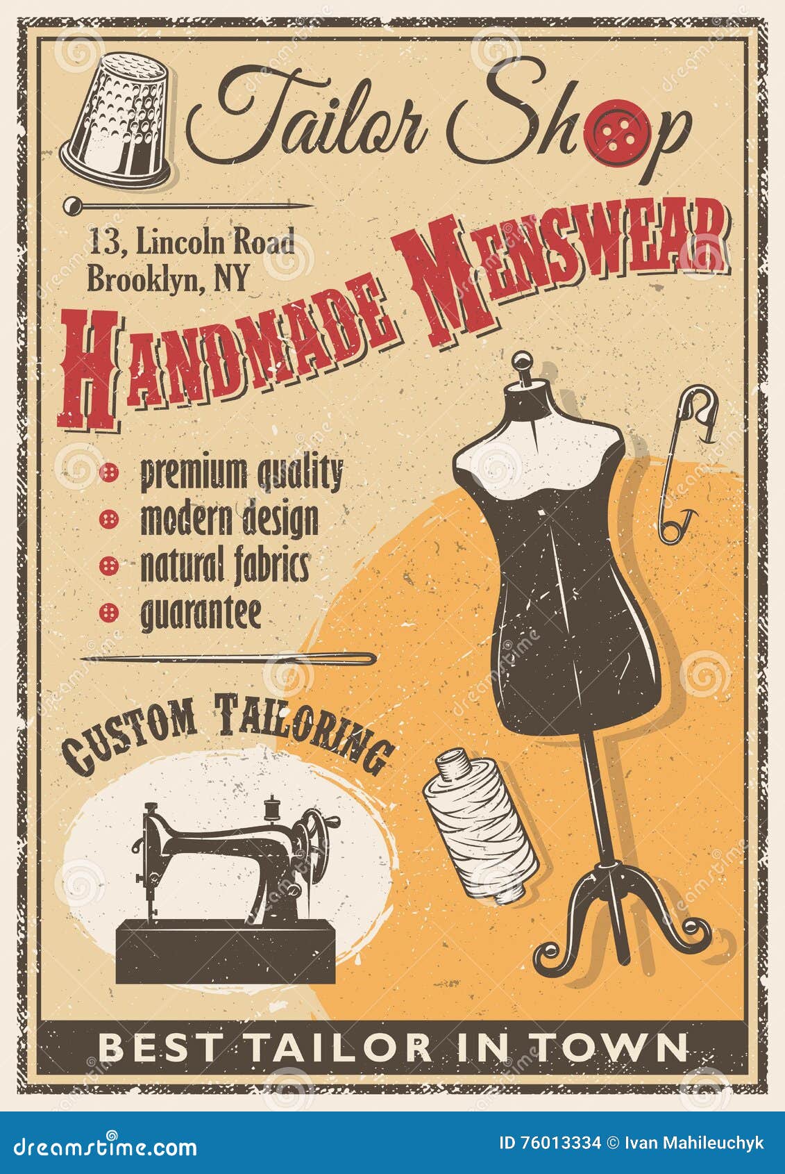 Tailor shop poster stock vector. Illustration of flayer - 76013334