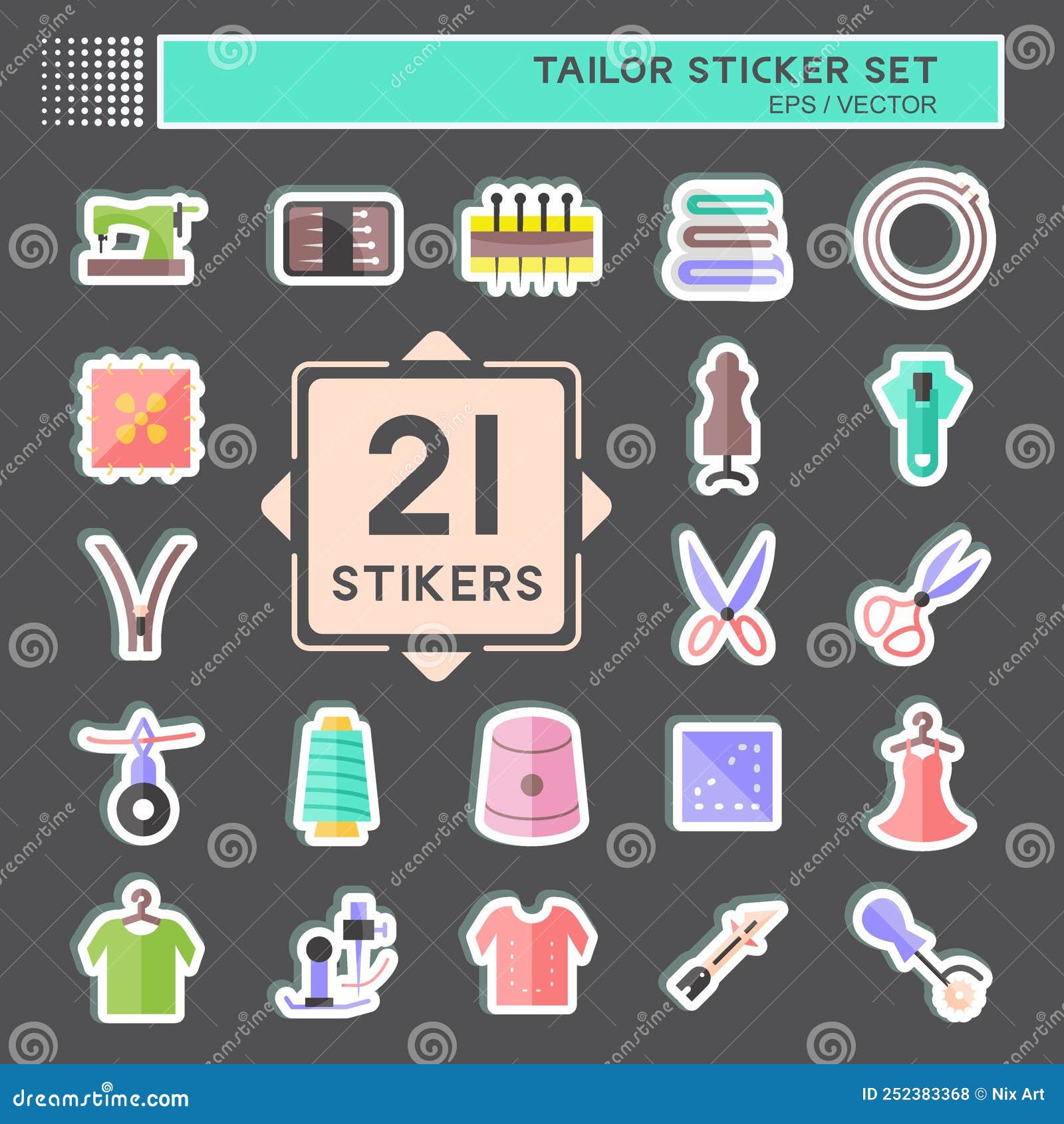 Tailor Sticker Set. Suitable for Tailor Symbol. Simple Design Editable ...