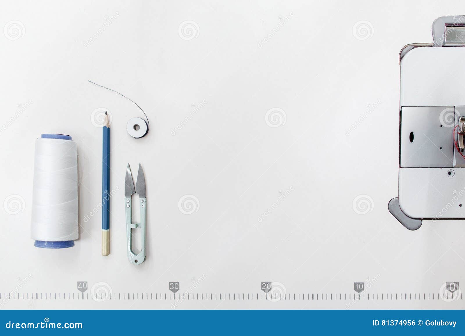 Tailor Supplies Frame, Free Space on White Stock Photo - Image of ...