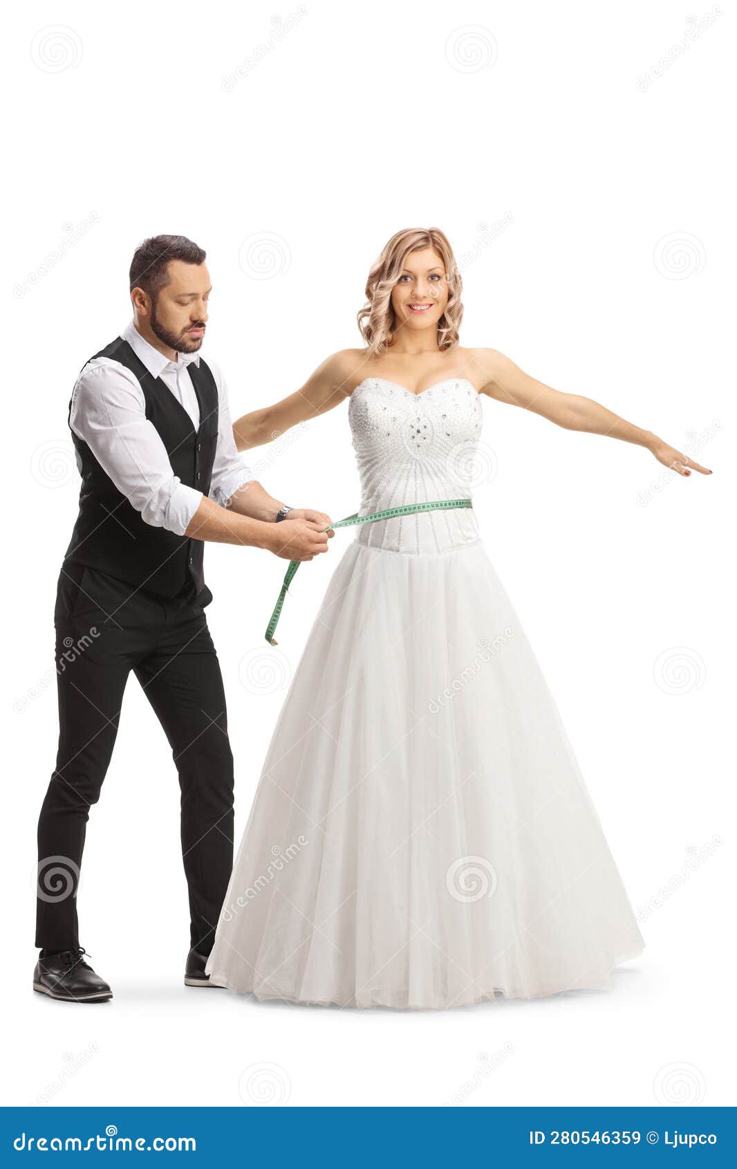 Tailor Taking Measures for a Bridal Dress Stock Image - Image of measures, people: 280546359