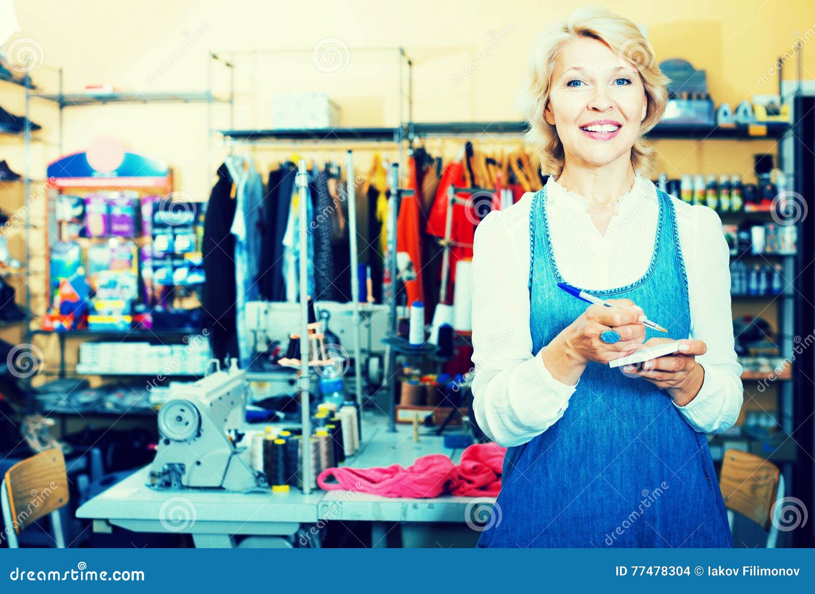 Tailor taking order stock photo. Image of american, service - 77478304