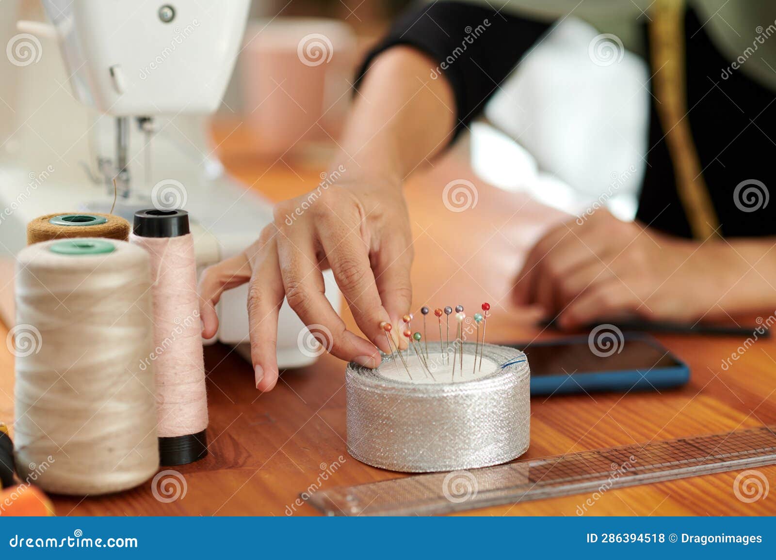 Tailor Taking Pin stock photo. Image of skill, tailor - 286394518