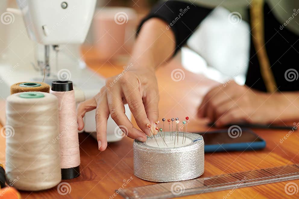 Tailor Taking Pin stock photo. Image of skill, tailor - 286394518