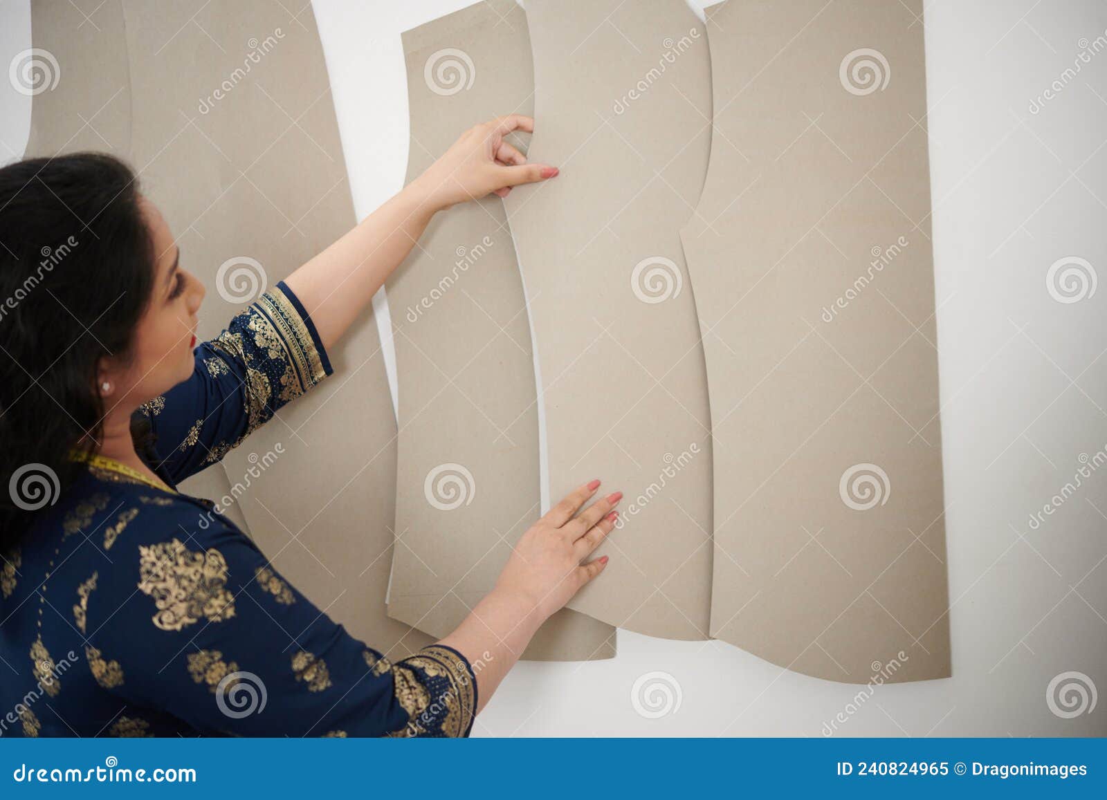 Tailor Taking Sewing Pattern from Wall Stock Image - Image of decorate ...