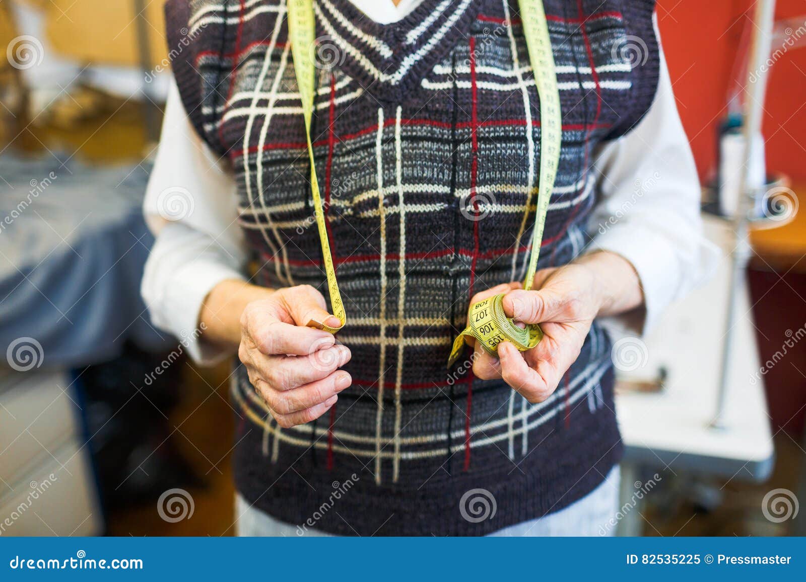Tailor with tape stock image. Image of couturier, dressmaker - 82535225