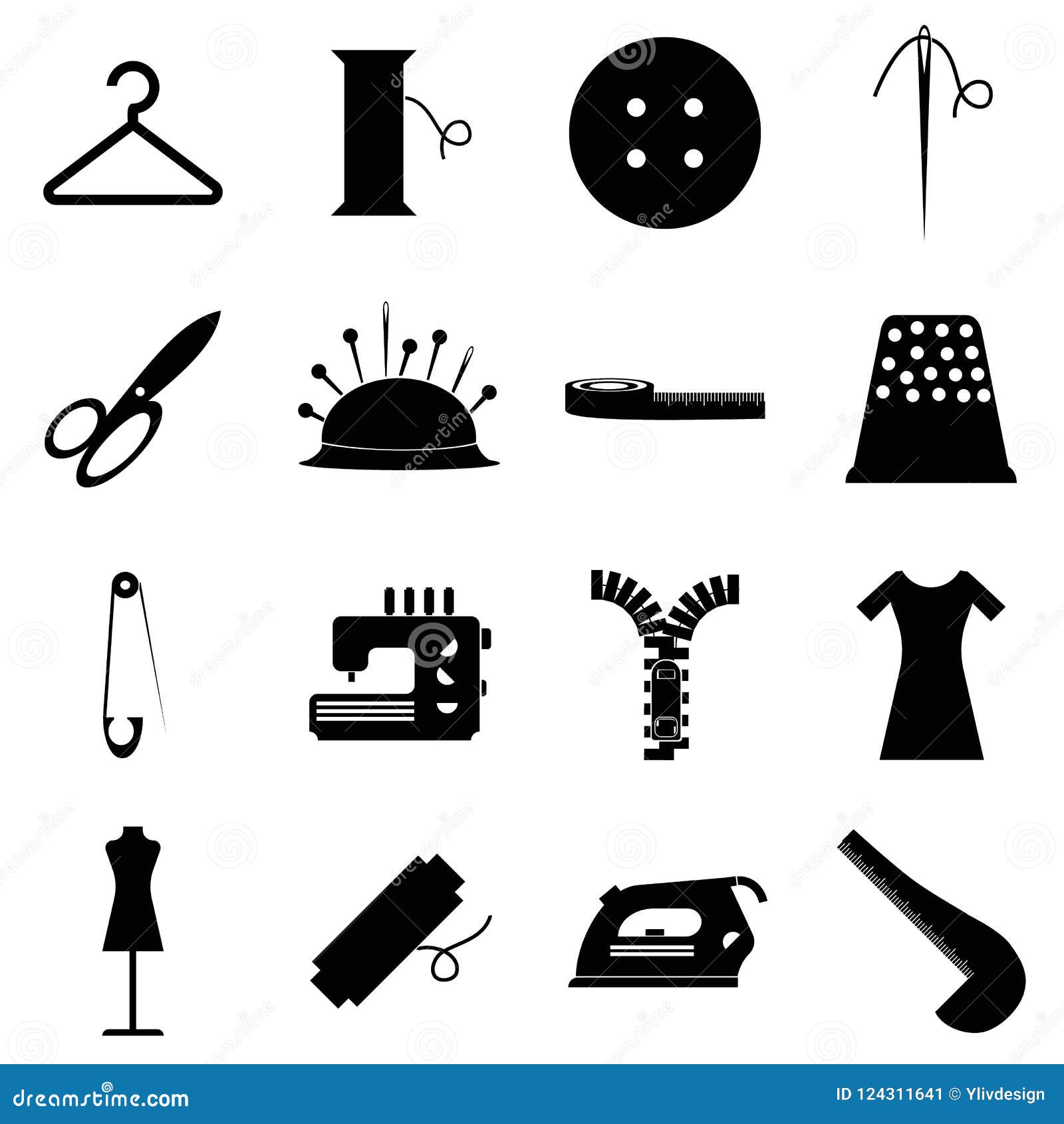 Tailor Tools Icons Set, Simple Style Stock Illustration - Illustration ...