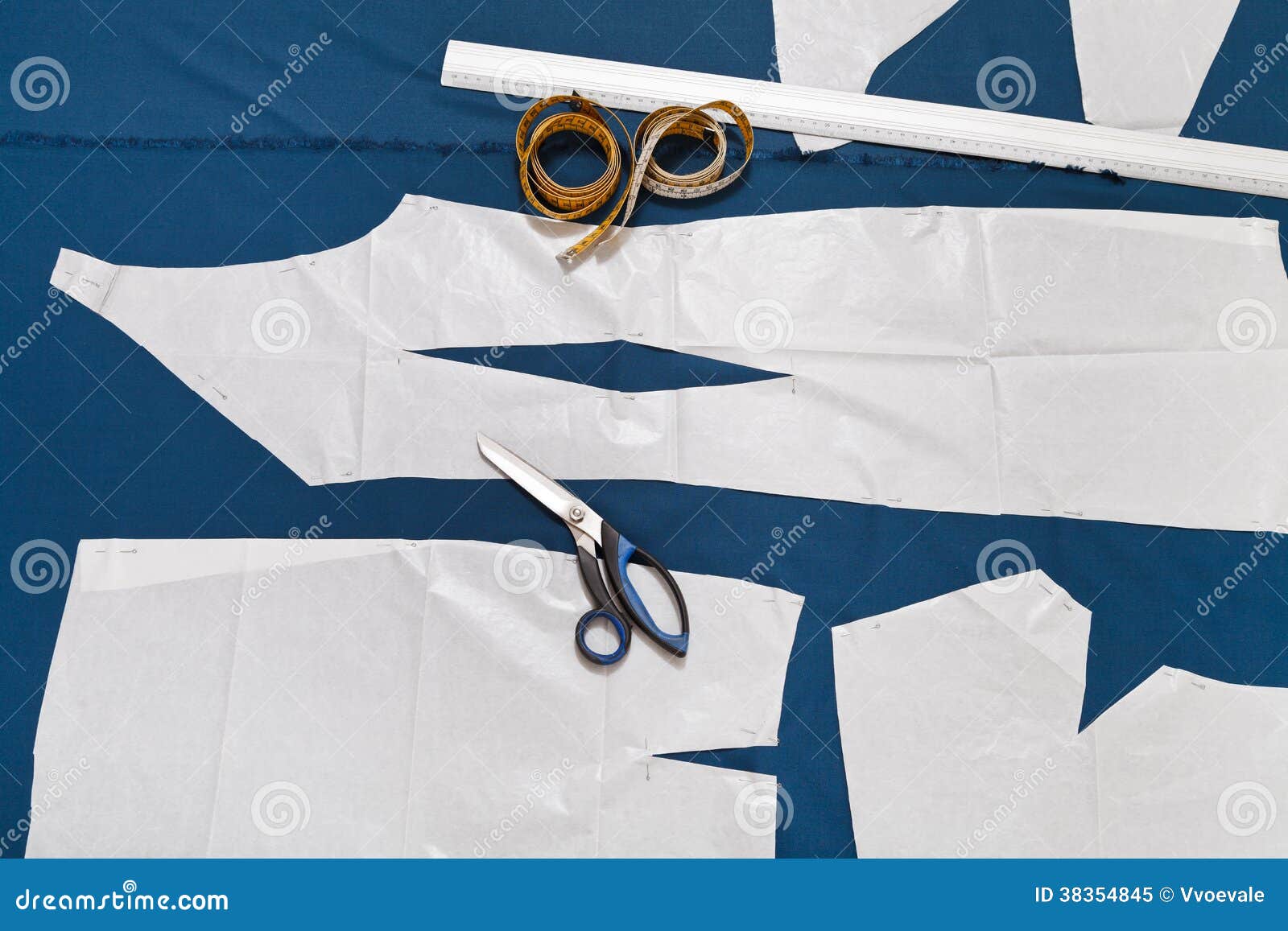 Tailor Tools and Paper Sample of Clothes Stock Image - Image of ...