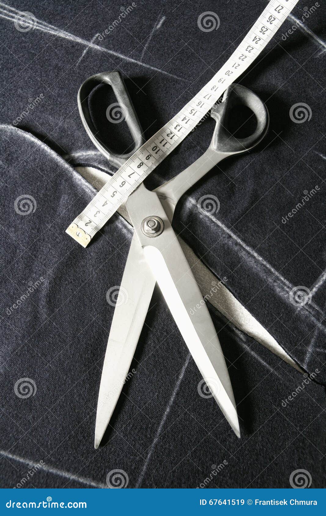 Tailor Tools of Trade - Scissors and Tape Measure. Stock Image - Image ...