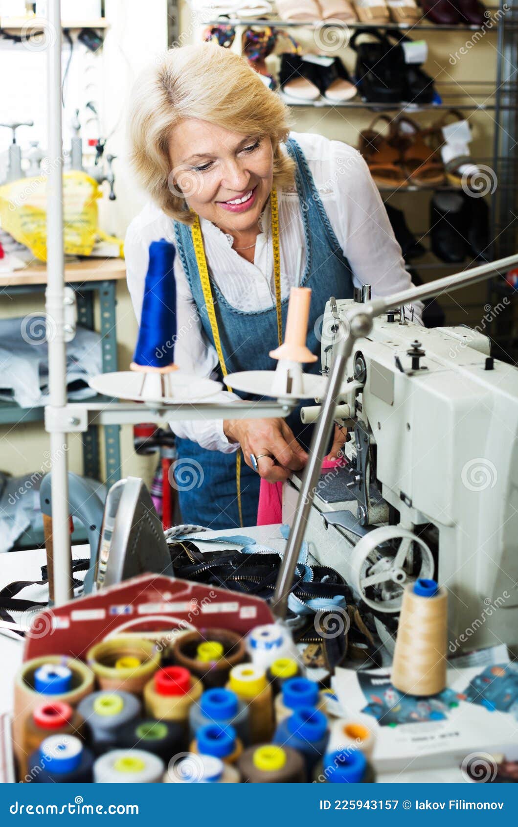 Tailor Using Sewing Machine Stock Image - Image of craftsman, equipment ...