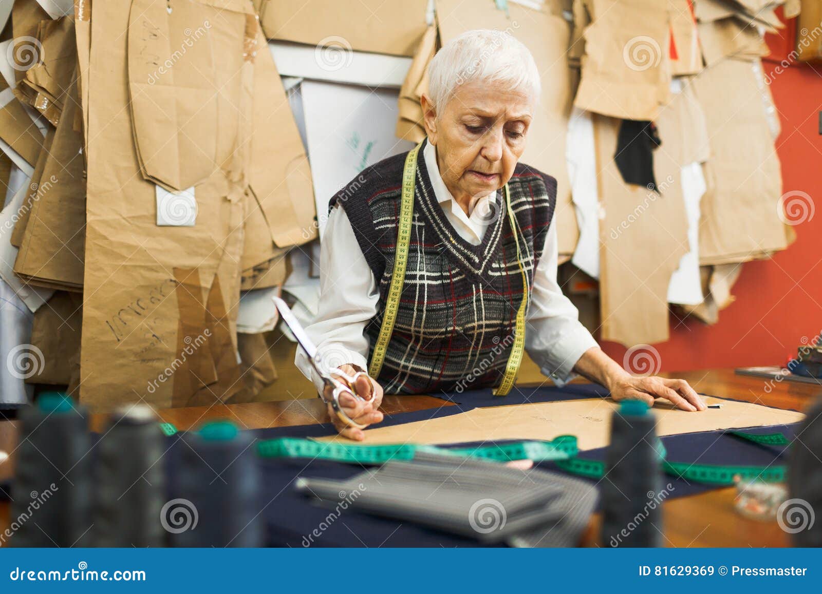 Tailor at work stock image. Image of sewing, fashion - 81629369