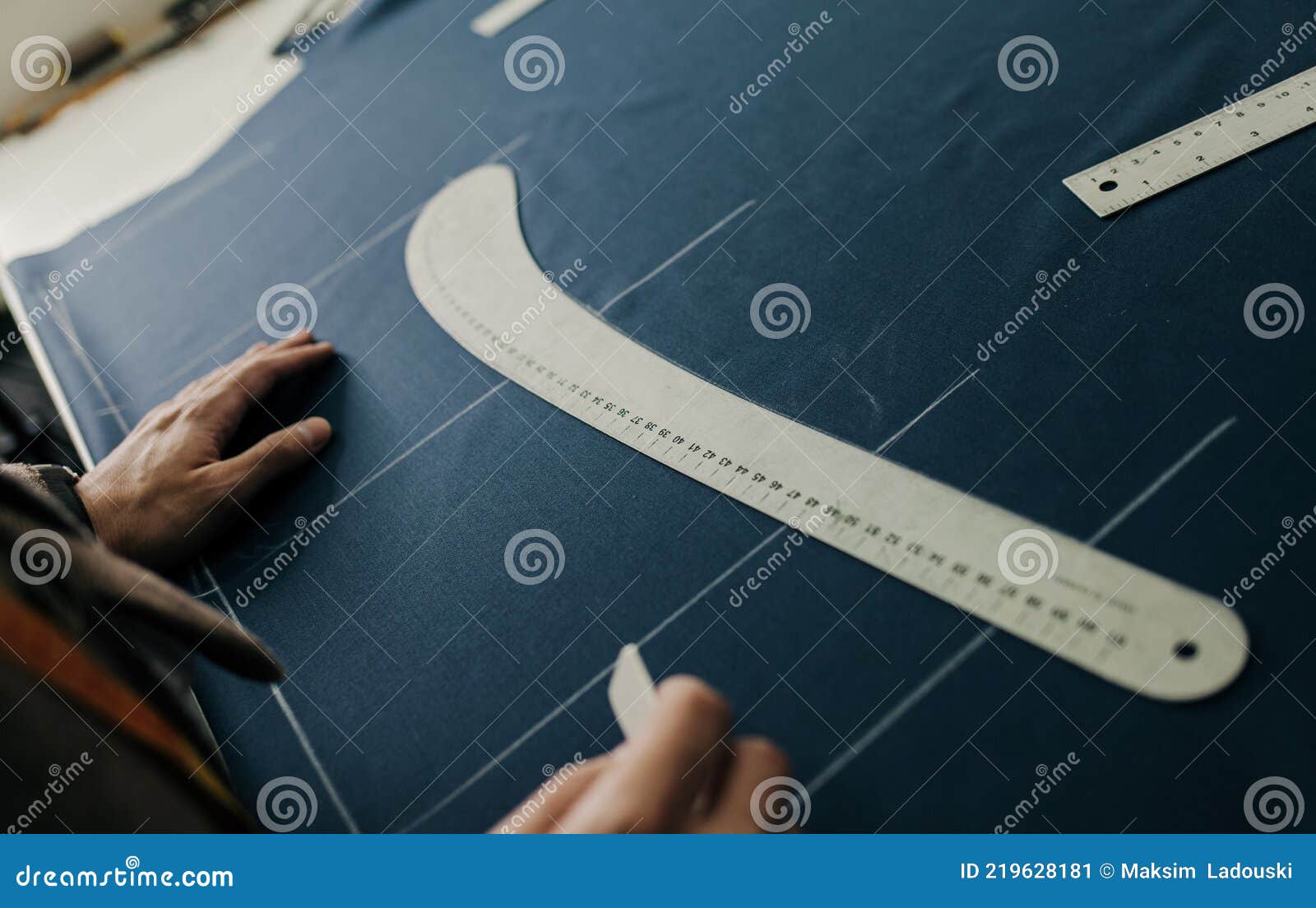 Tailor at work stock image. Image of fabric, cloth, measure - 219628181