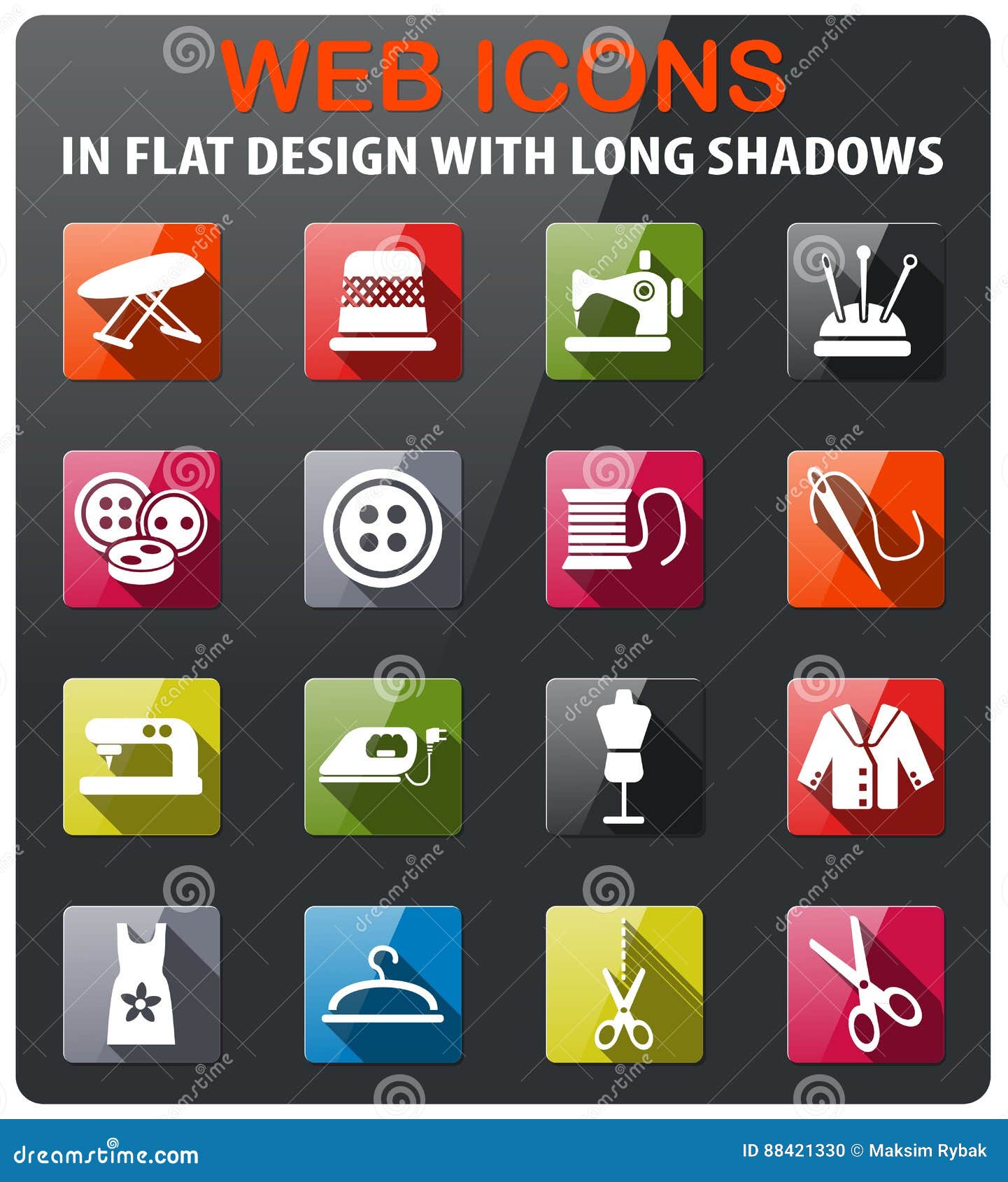 Tailoring icon set stock illustration. Illustration of iron - 88421330