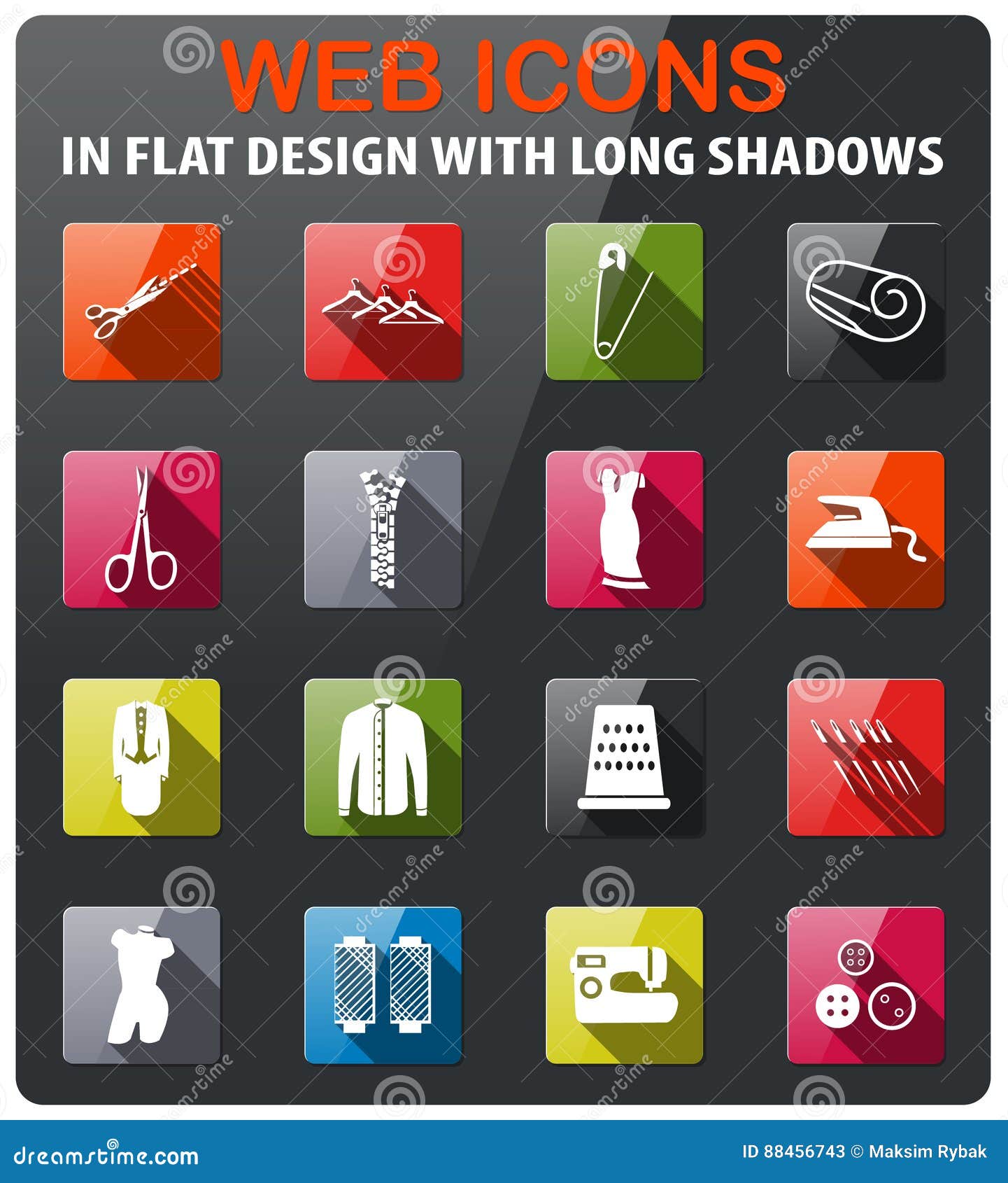 Tailoring icon set stock illustration. Illustration of needles - 88456743