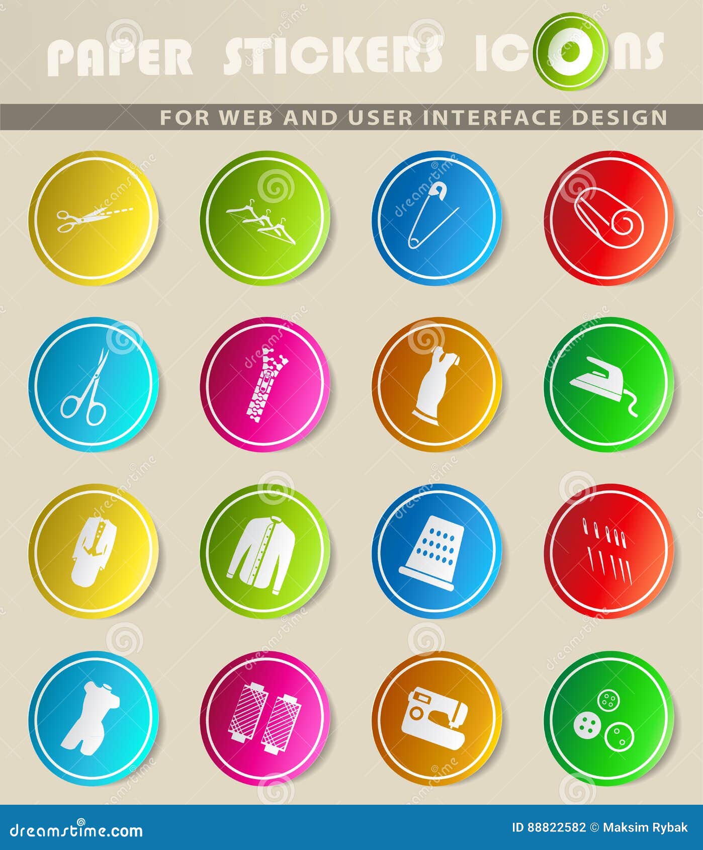 Tailoring icon set stock illustration. Illustration of needles - 88822582