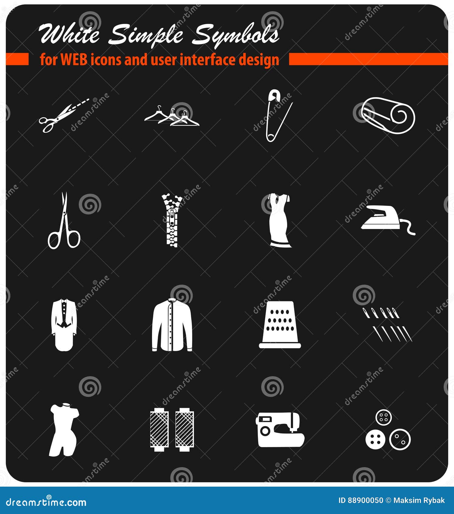 Tailoring icon set stock illustration. Illustration of symbol - 88900050