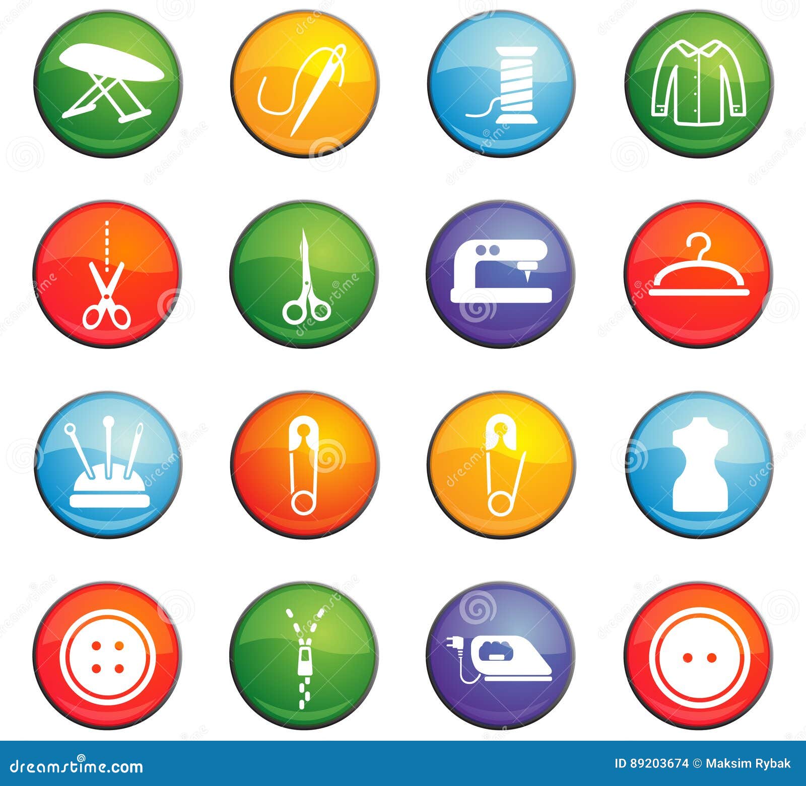 Tailoring icon set stock illustration. Illustration of hanger - 89203674