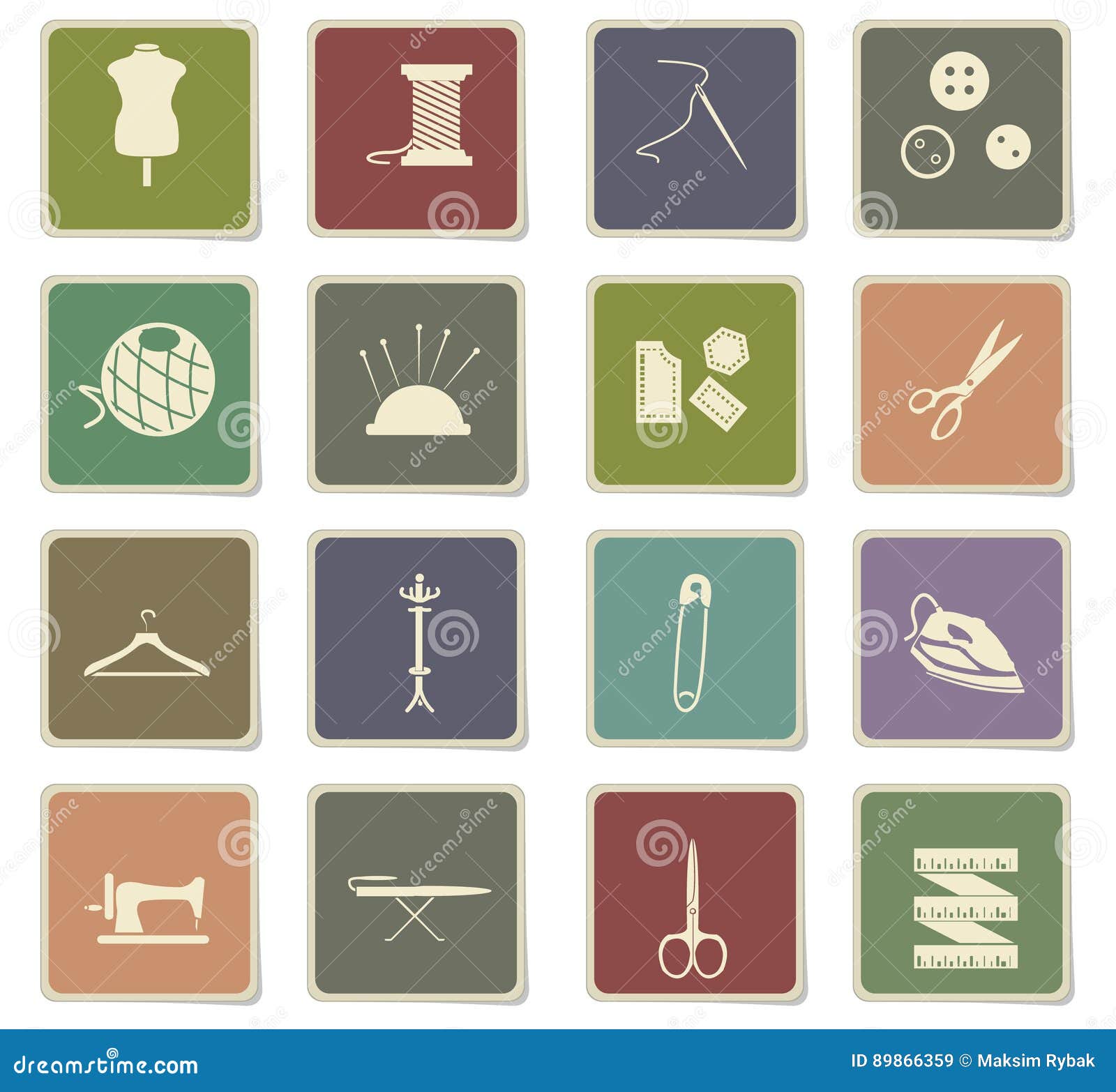 Tailoring icon set stock illustration. Illustration of threads - 89866359