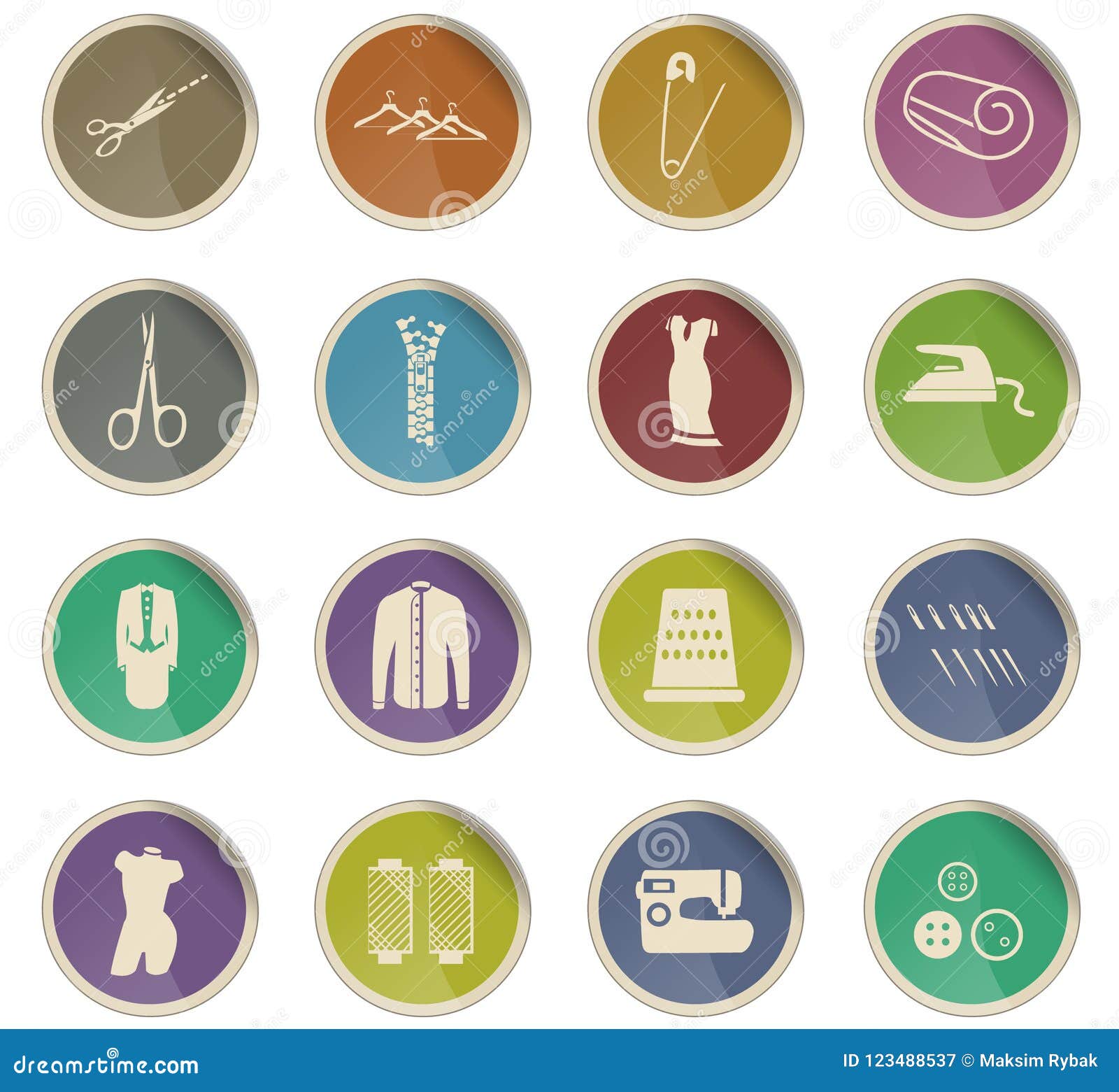 Tailoring icon set stock vector. Illustration of tailoring - 123488537