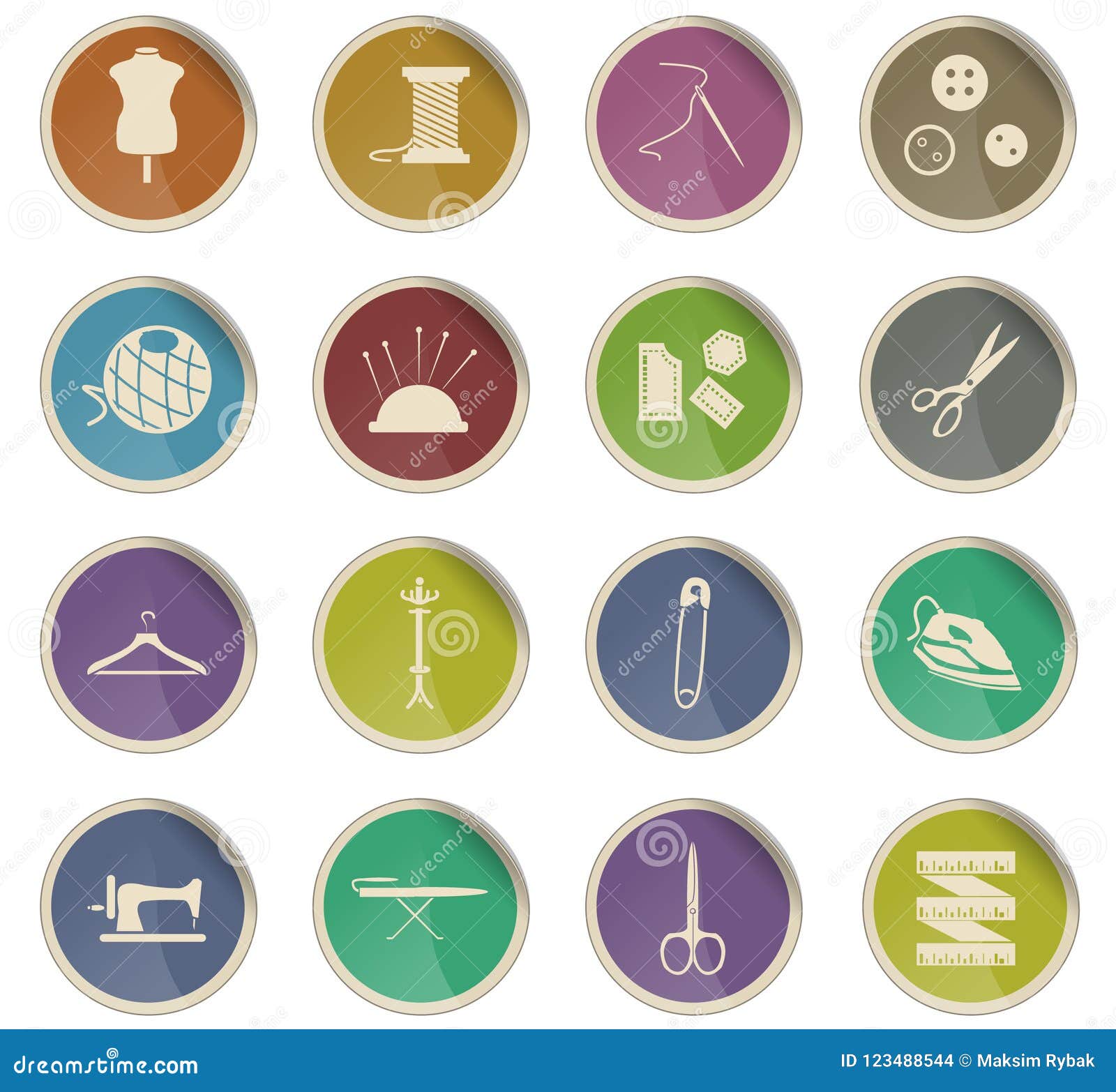 Tailoring icon set stock vector. Illustration of dummy - 123488544