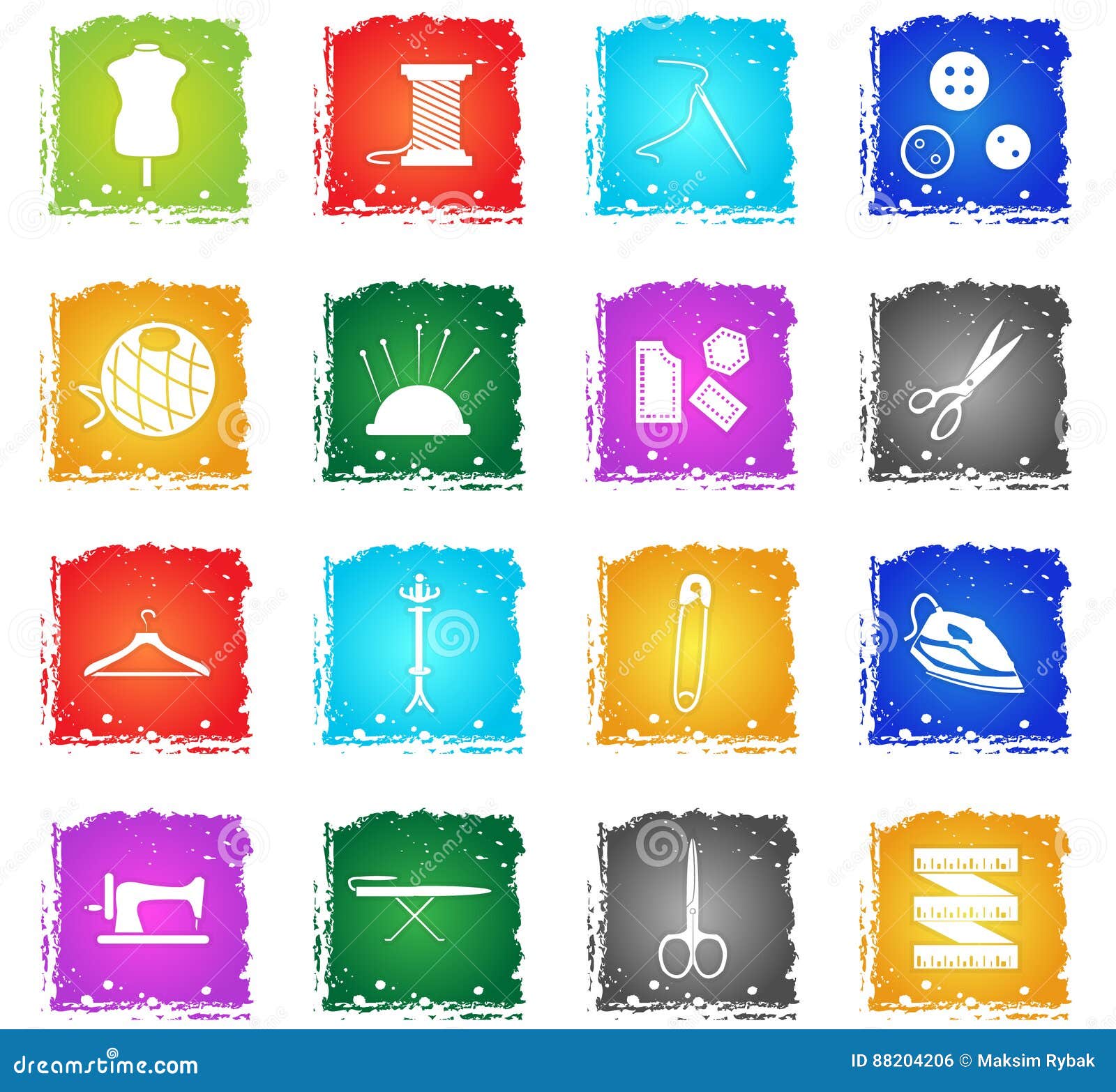 Tailoring icon set stock vector. Illustration of fabric - 88204206