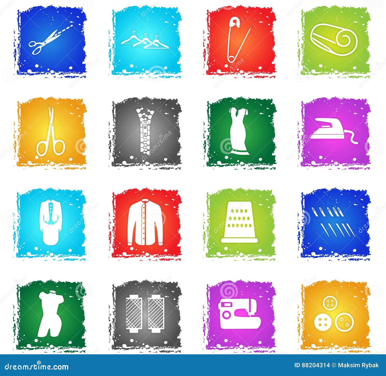 Tailoring icon set stock vector. Illustration of fabric - 88204314