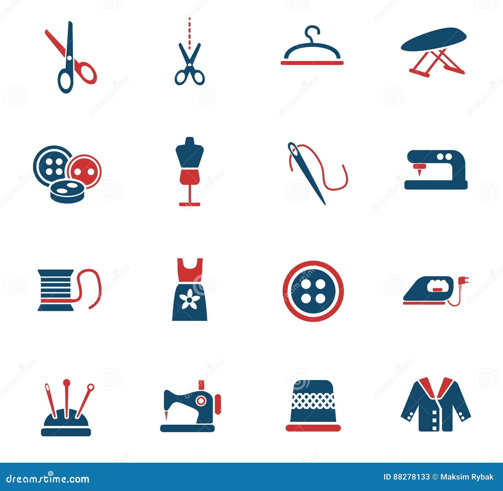 Tailoring icon set stock illustration. Illustration of fabric - 88278133