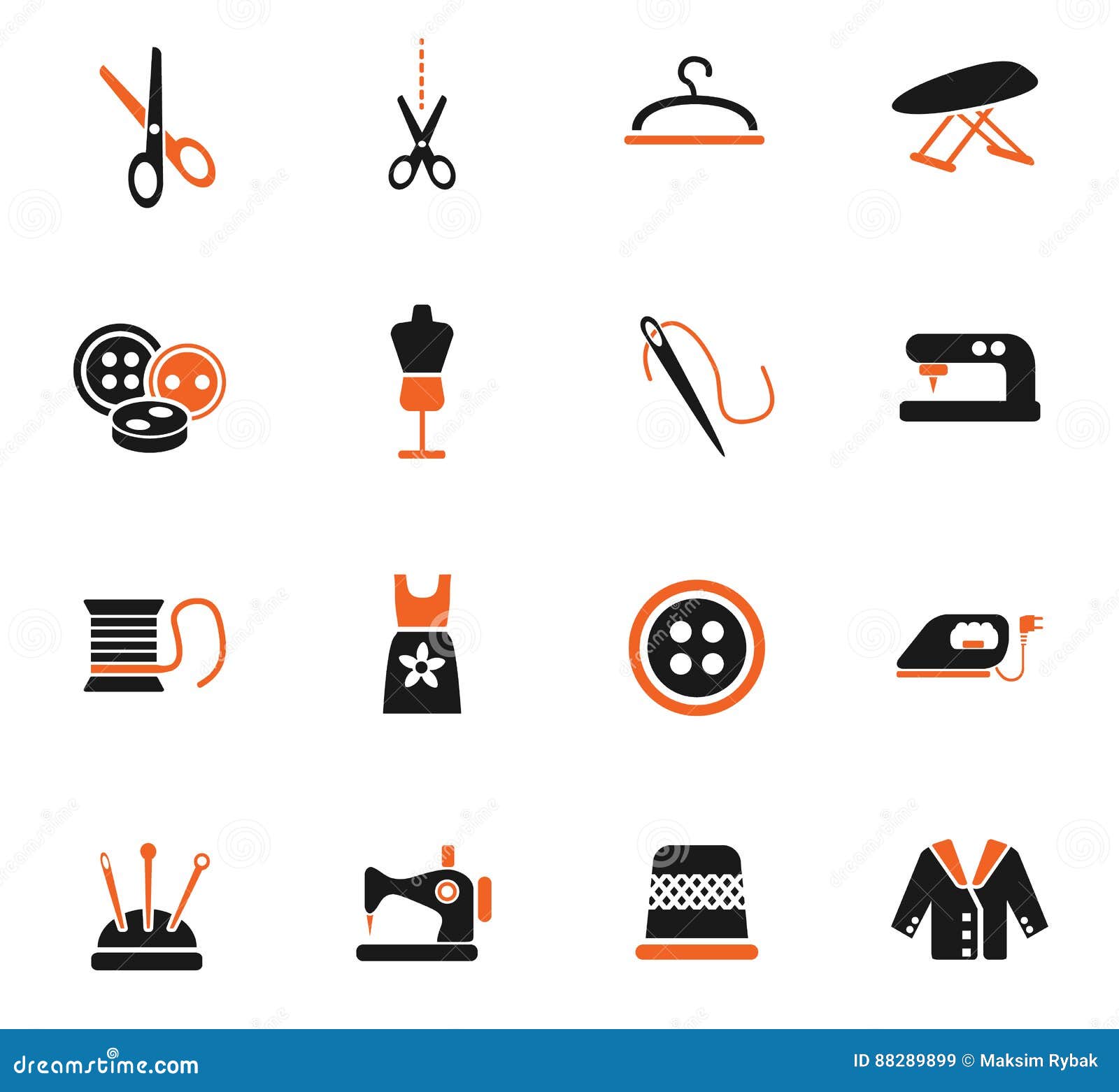 Tailoring icon set stock illustration. Illustration of elements - 88289899