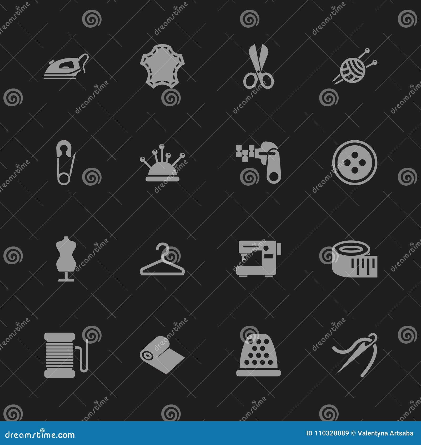 Tailoring - Flat Vector Icons Stock Vector - Illustration of cutting ...