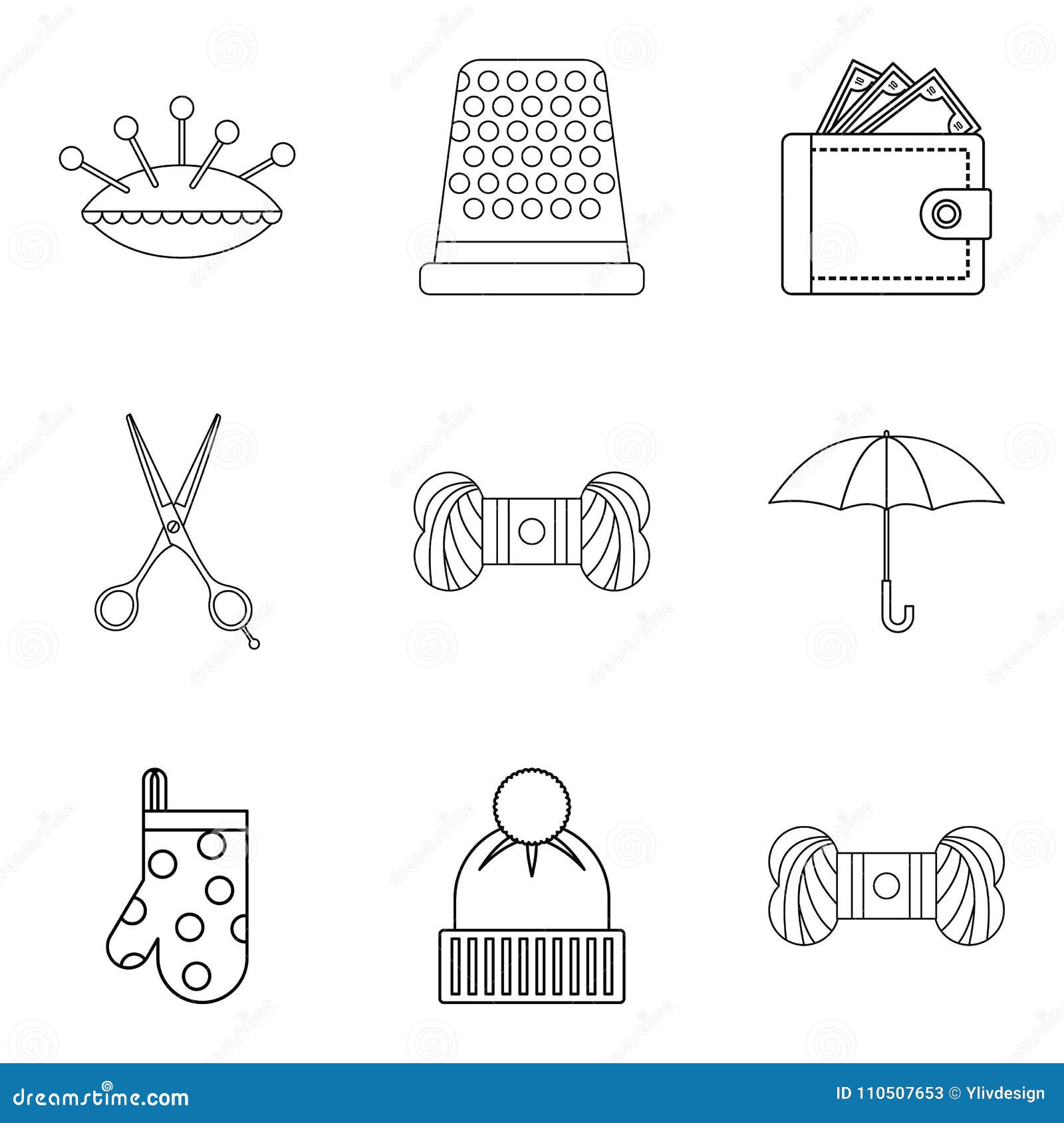 Tailoring Icons Set, Outline Style Stock Vector - Illustration of ...
