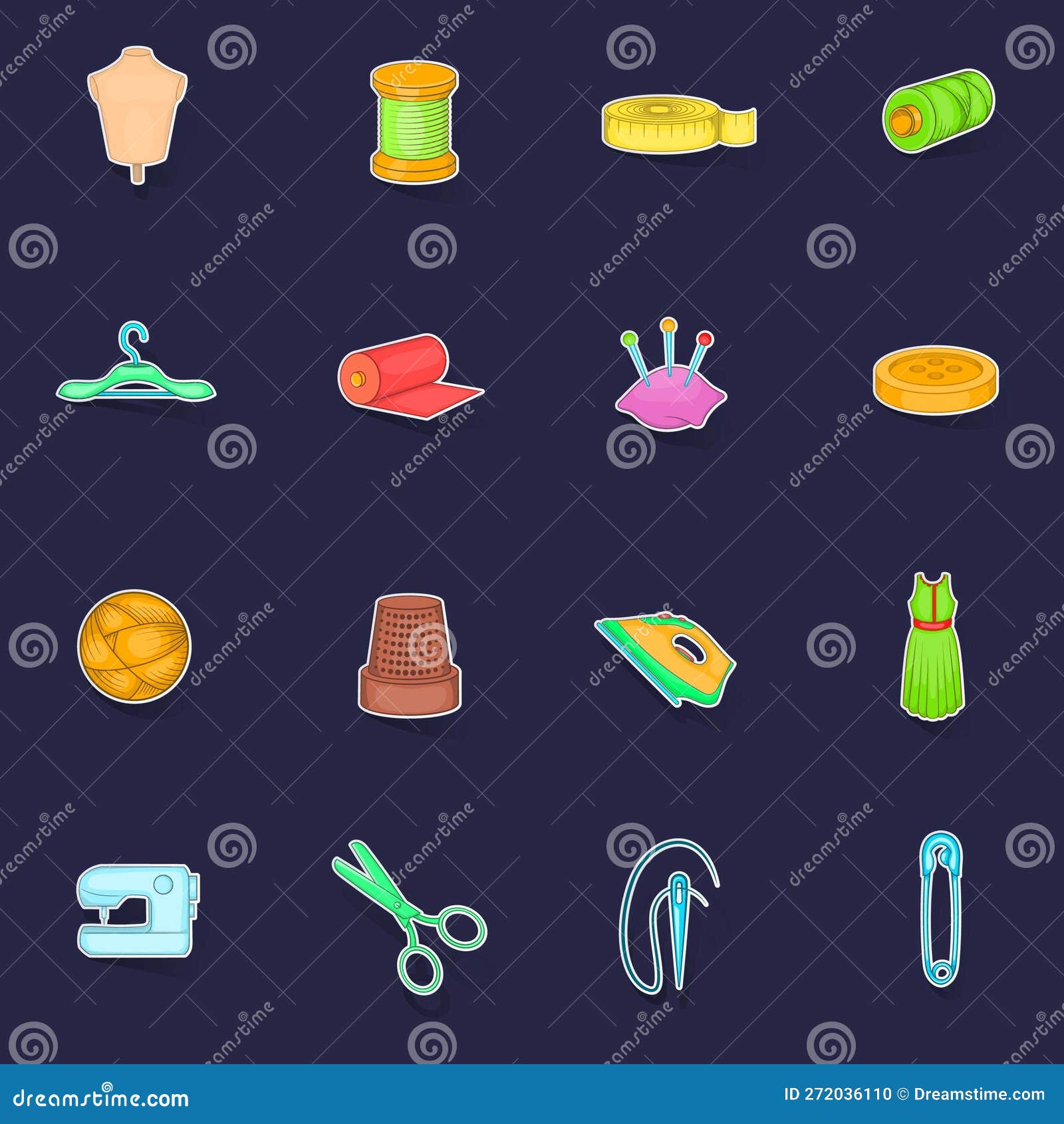 Tailoring Icons Set Vector Sticker Stock Vector - Illustration of ...
