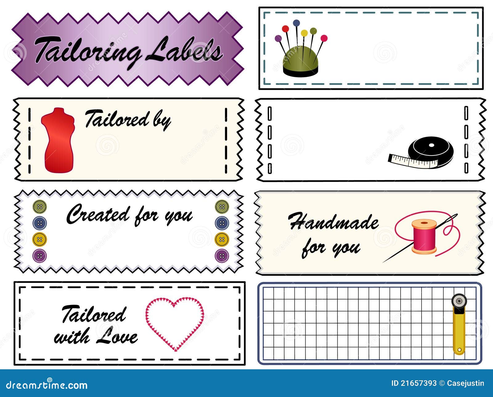 Tailoring Labels stock vector. Illustration of handmade - 21657393