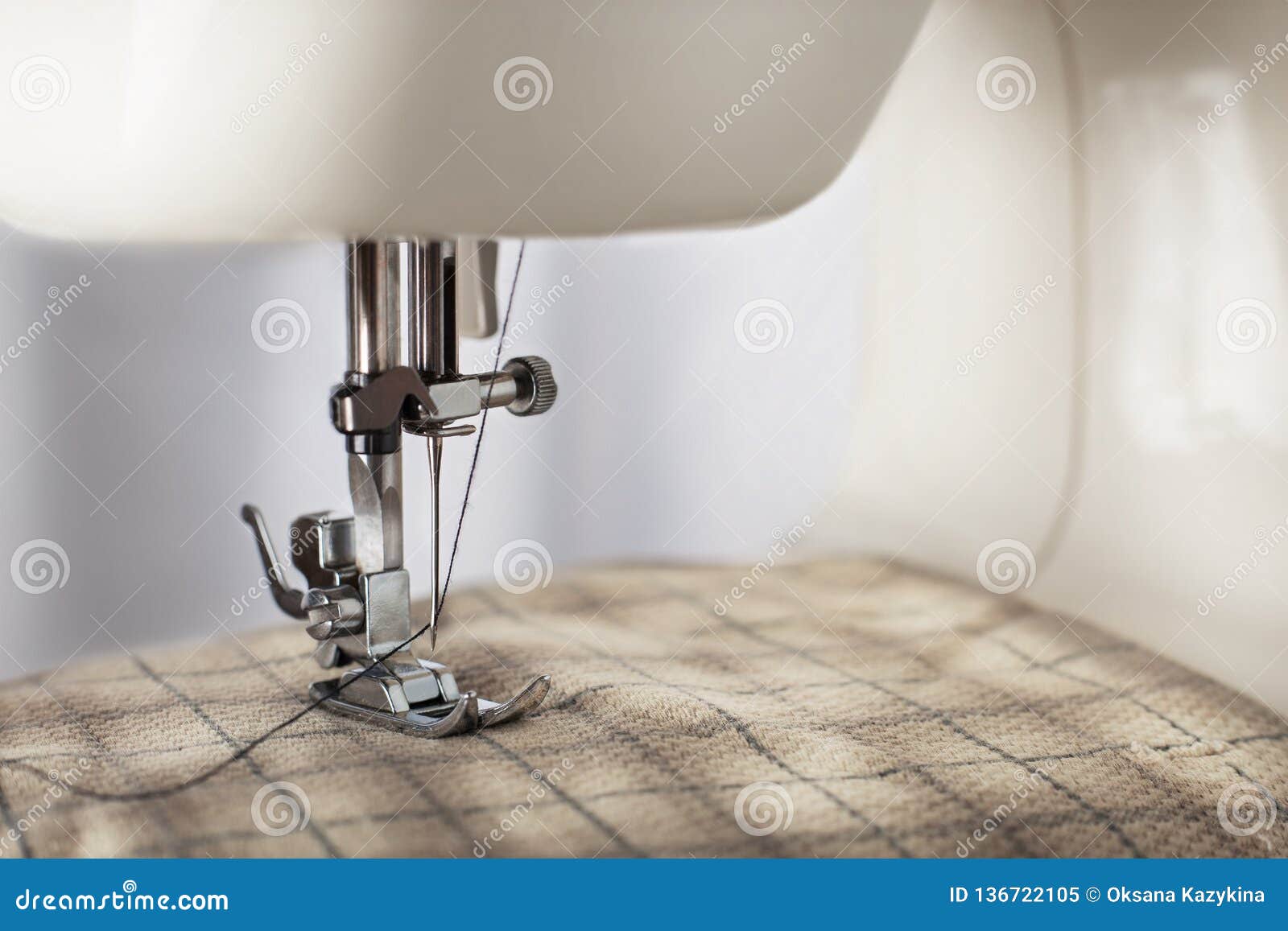 Tailoring Process - Sewing Machine with Needle, Thread and Fabric. Item ...